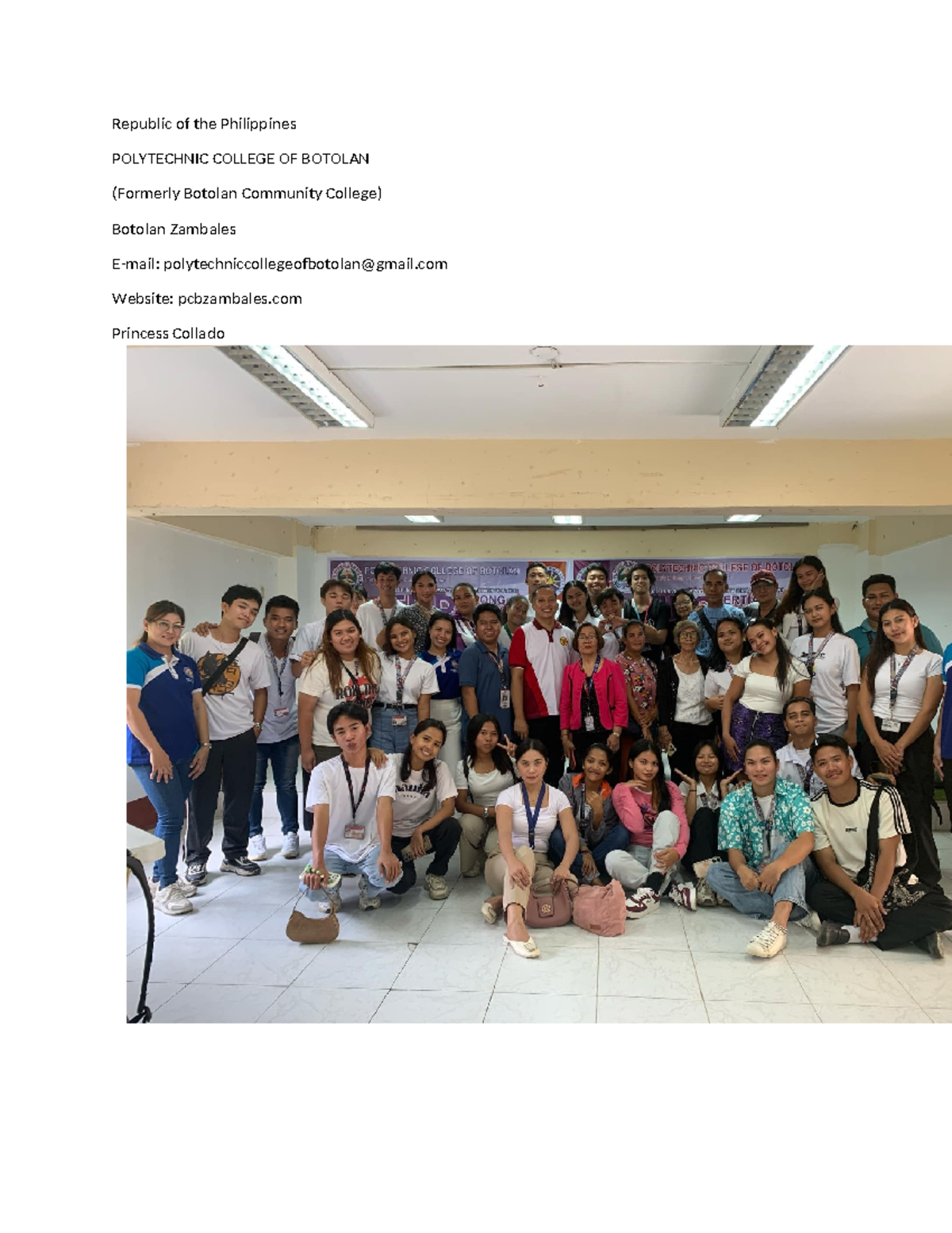 Narrative Report by Princess Collado - Polytechnic College of Botolan ...