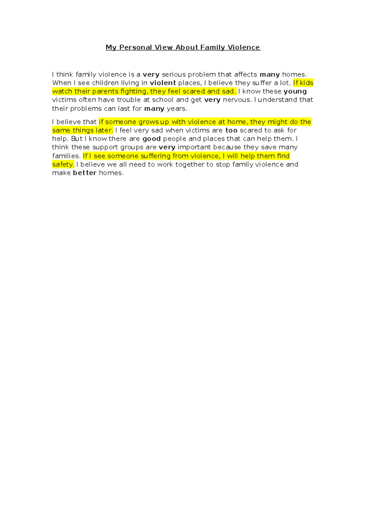 Advanced 02 Essay: Personal Perspectives on Family Violence - Studocu