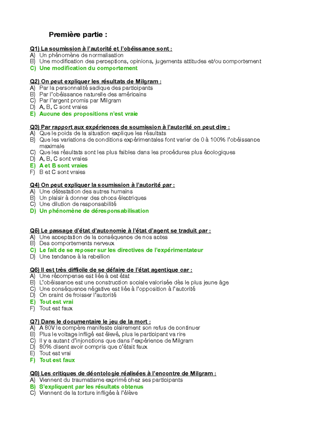 Annales Corrections QCM L1 2021-22 Session 1 PSY SOC - CARLONE SESSION ...
