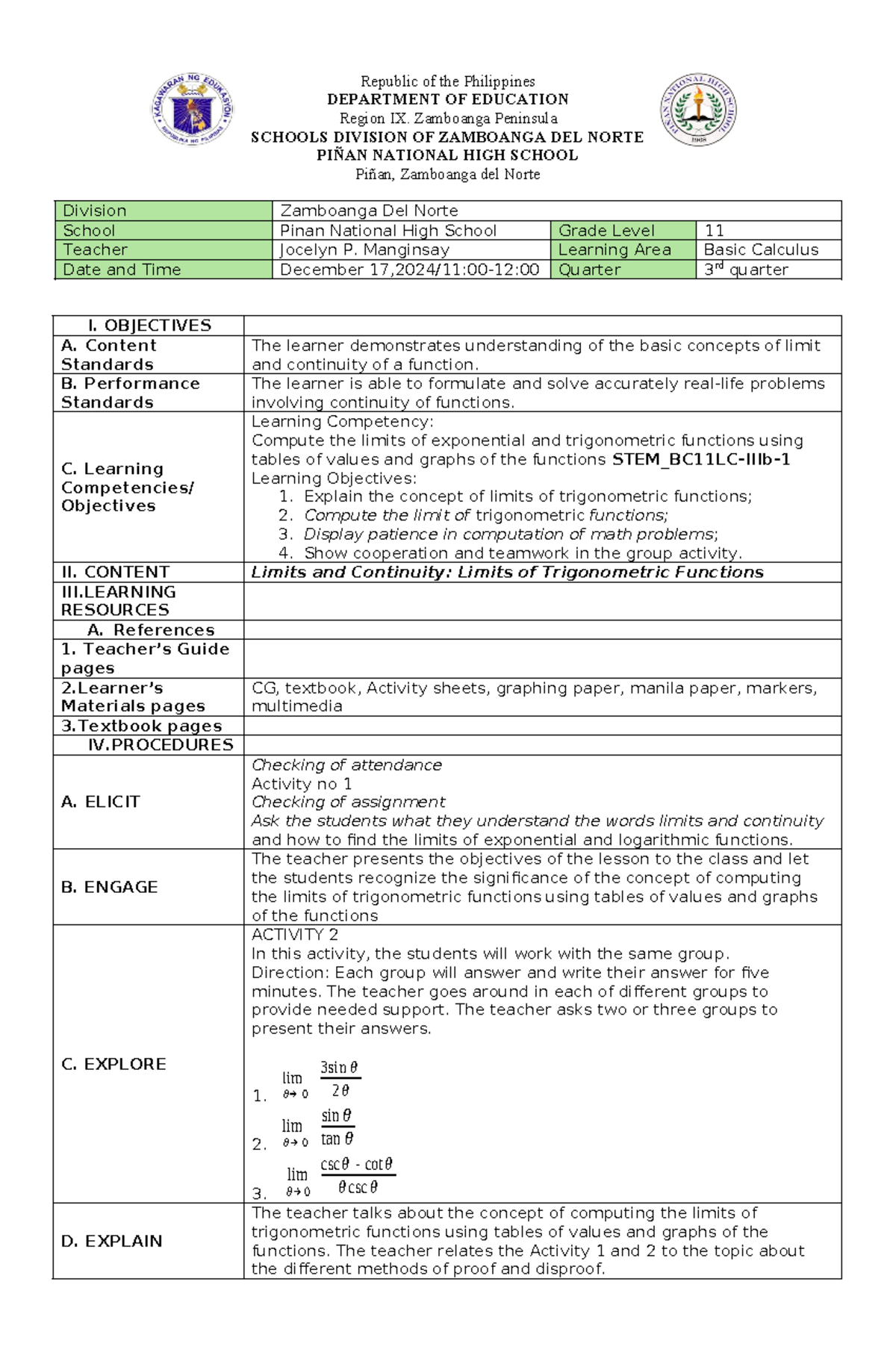 BC III-2 WEEK 2 DAY 2 - basic calculus - Republic of the Philippines ...