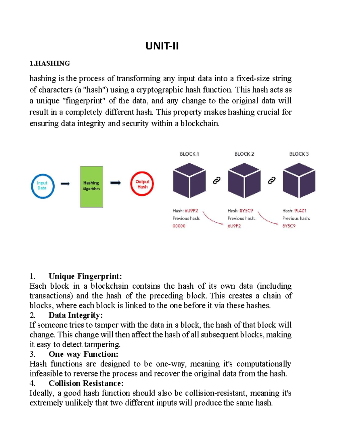 BCT UNIT-II - Lecture Notes on Hashing and Cryptography - Studocu