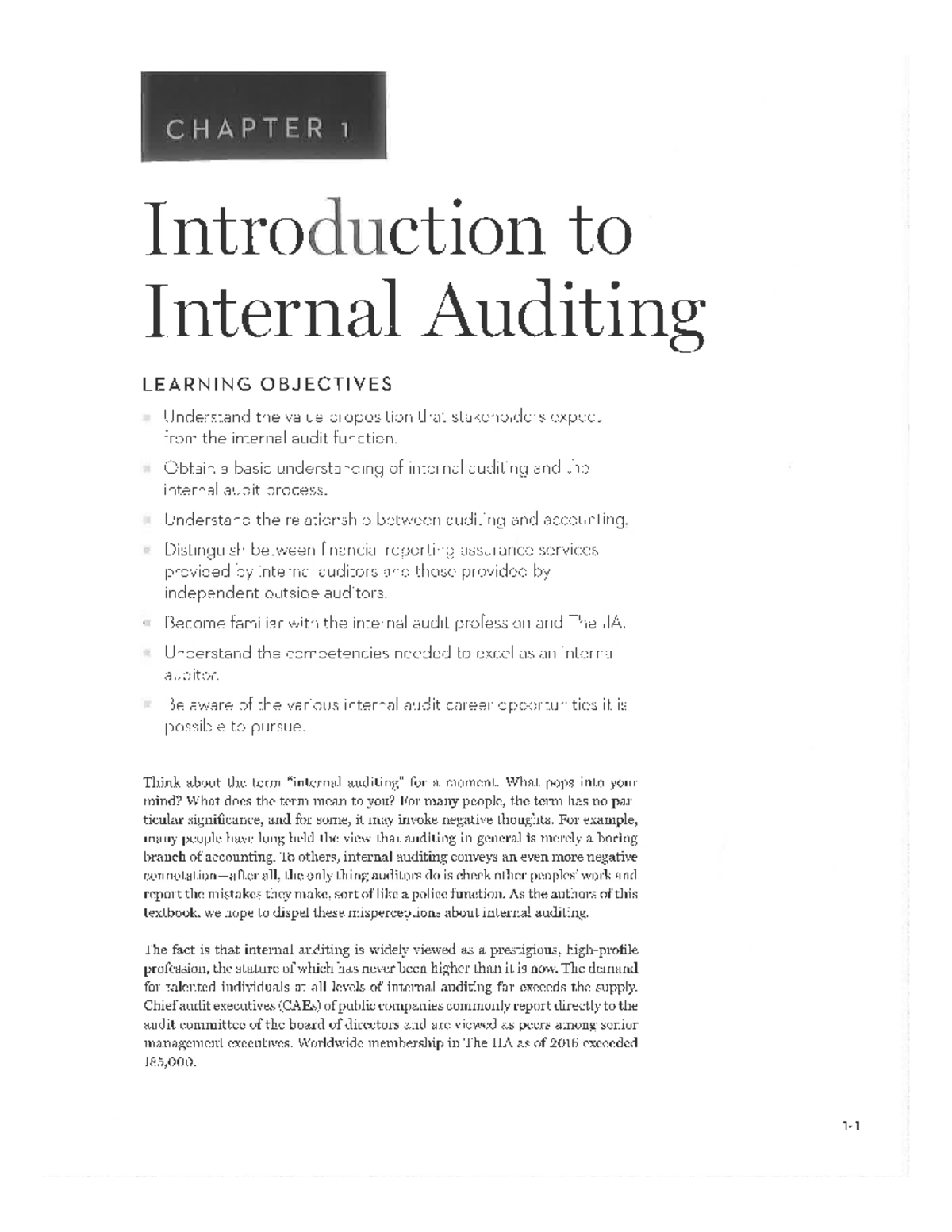 Textbook - Internal auditing - Chapter 1 - CHAPTER 1 Introduction to ...