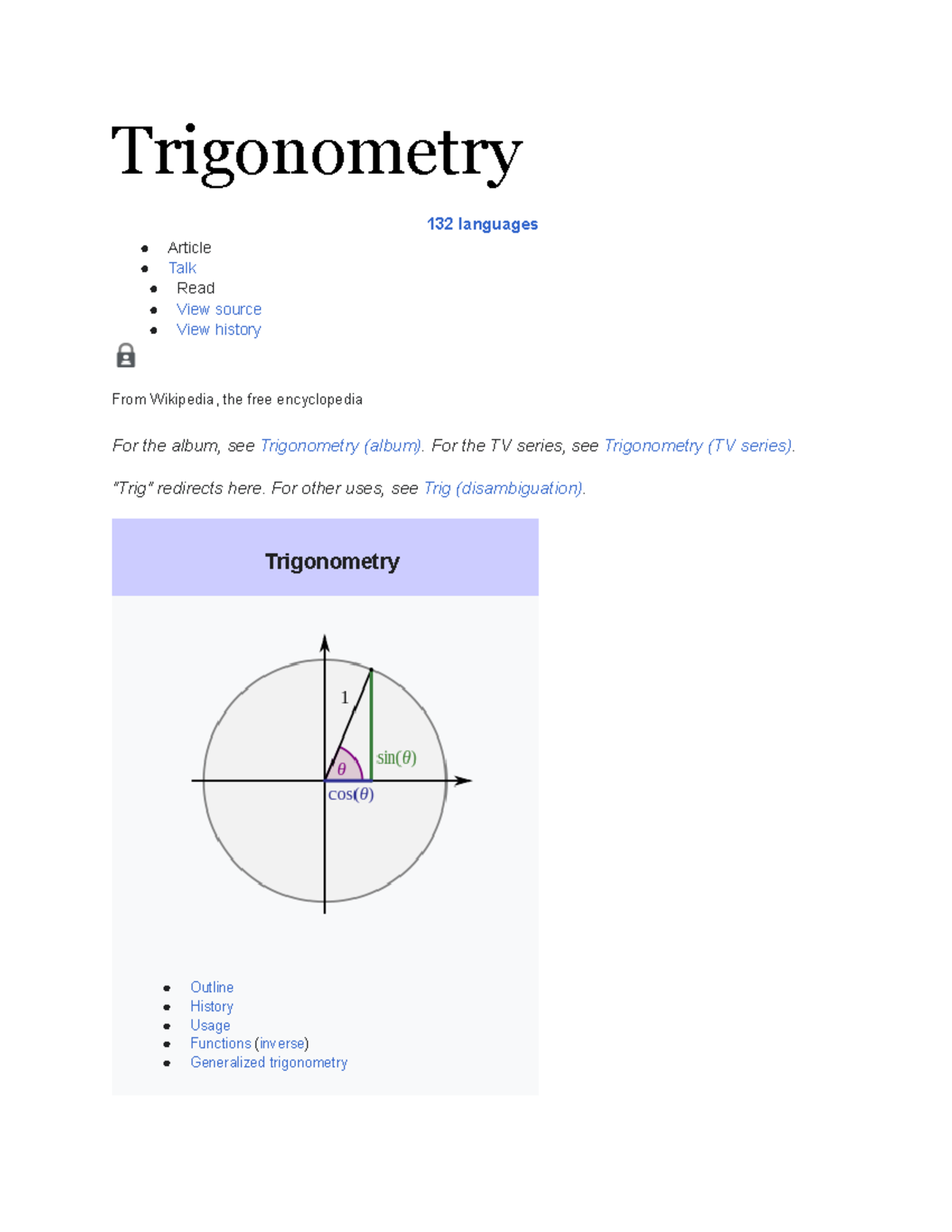 Summary of Trigonometry Concepts and History - Math 101 - Studocu