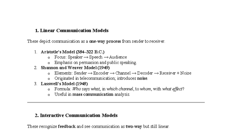 Models of Communication: An Overview of Key Theories and Frameworks ...