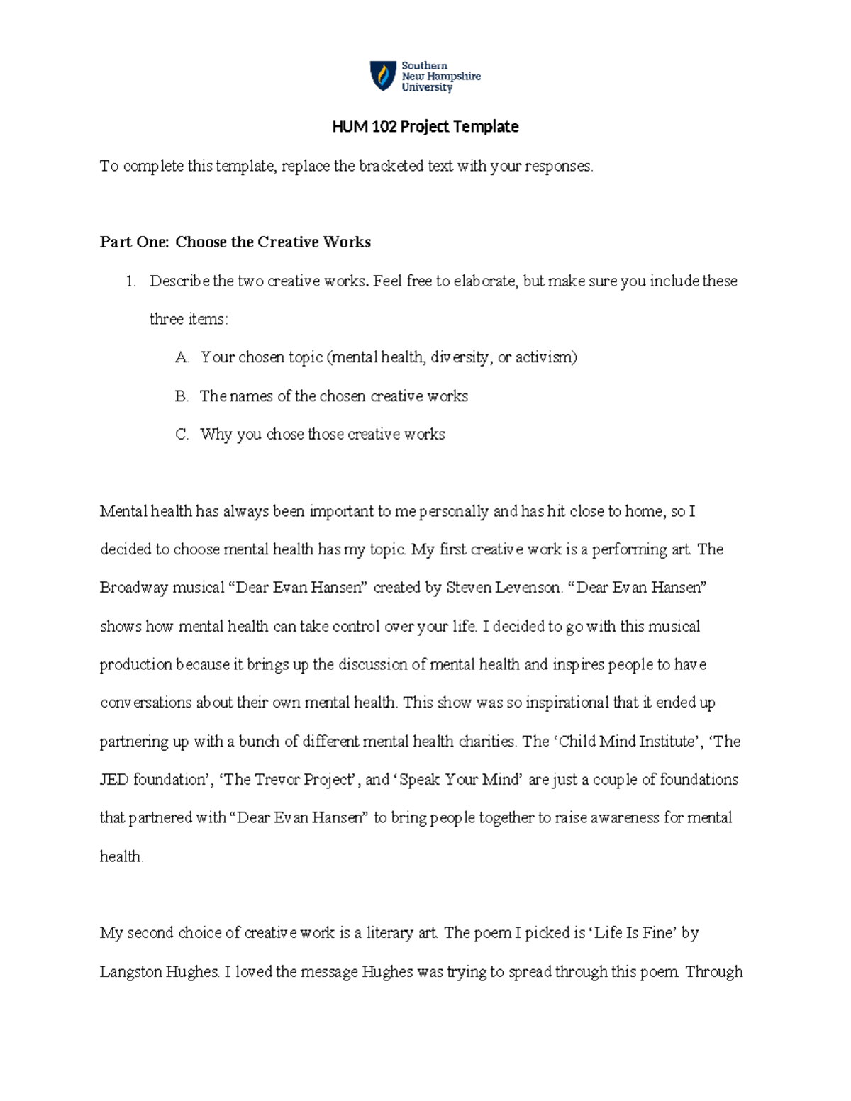 HUM 102 Module 7 Project: Analyzing Mental Health in Art and Literature ...