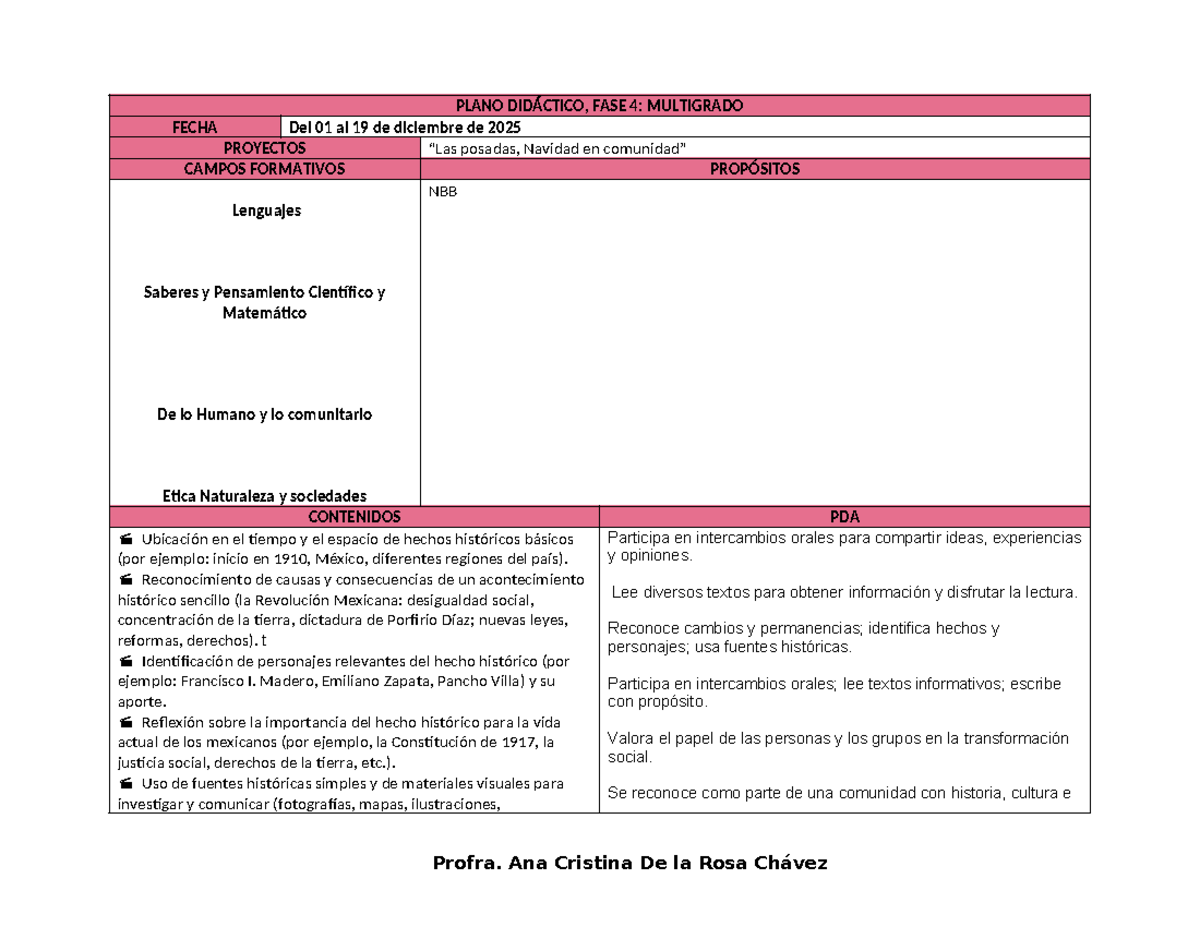 PLANO DIDÁCTICO: FASE 4 MULTIGRADO (01-19 DIC 2025) - PROYECTOS ...