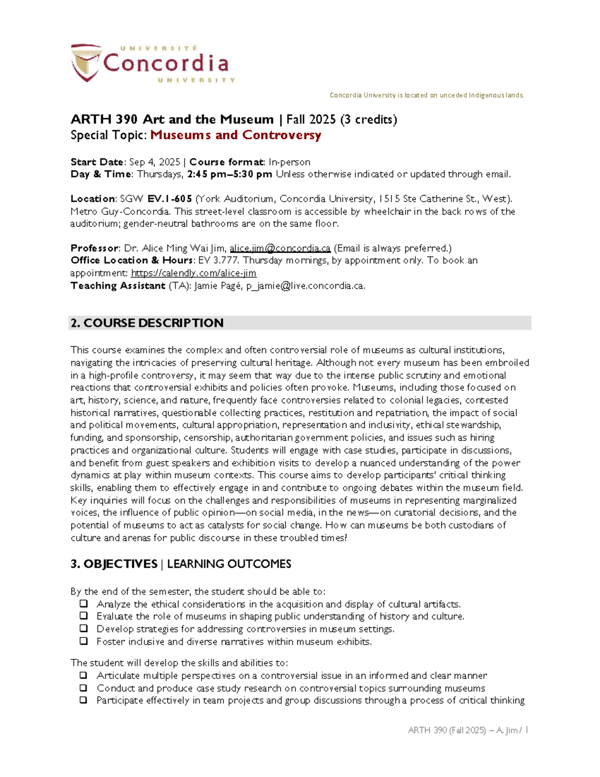 ARTH 390 - Museums and Controversy Syllabus (Fall 2025) - Studocu
