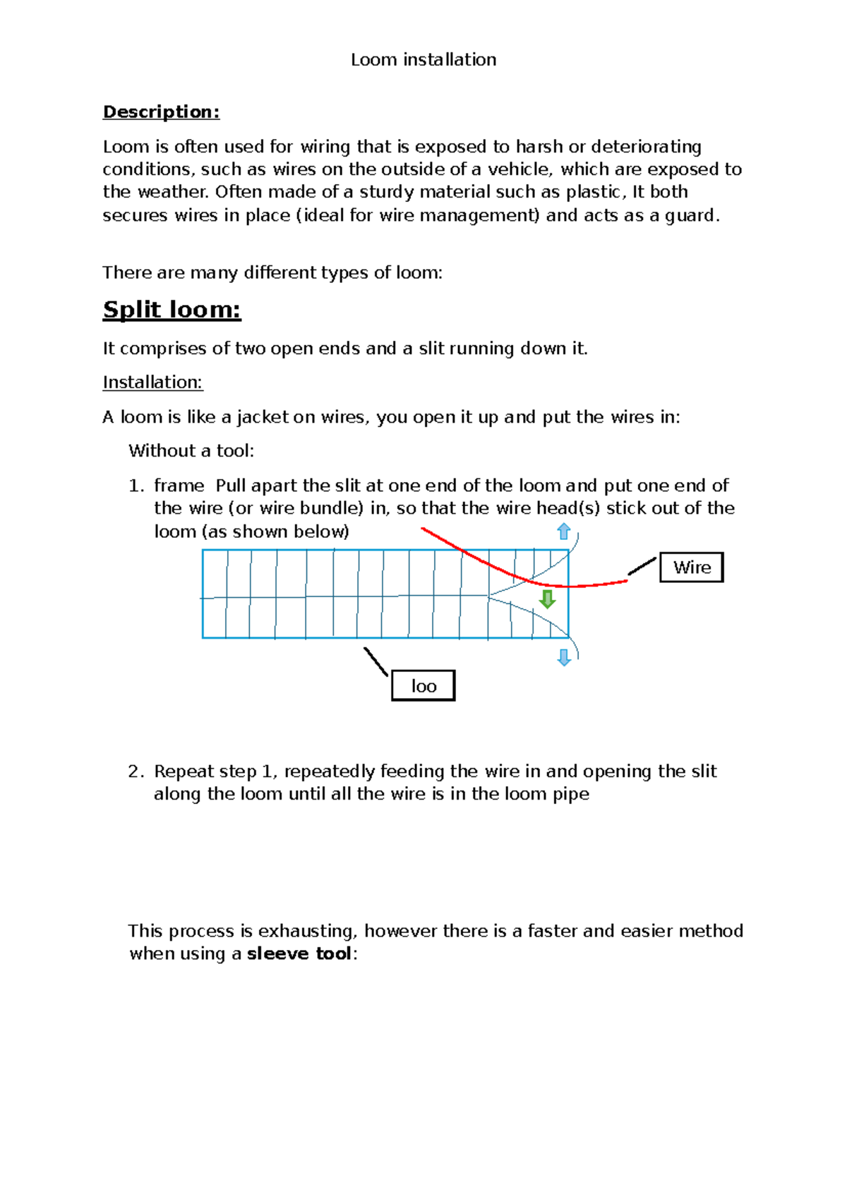 Loom Installation Guide - Activities for Effective Wire Management ...