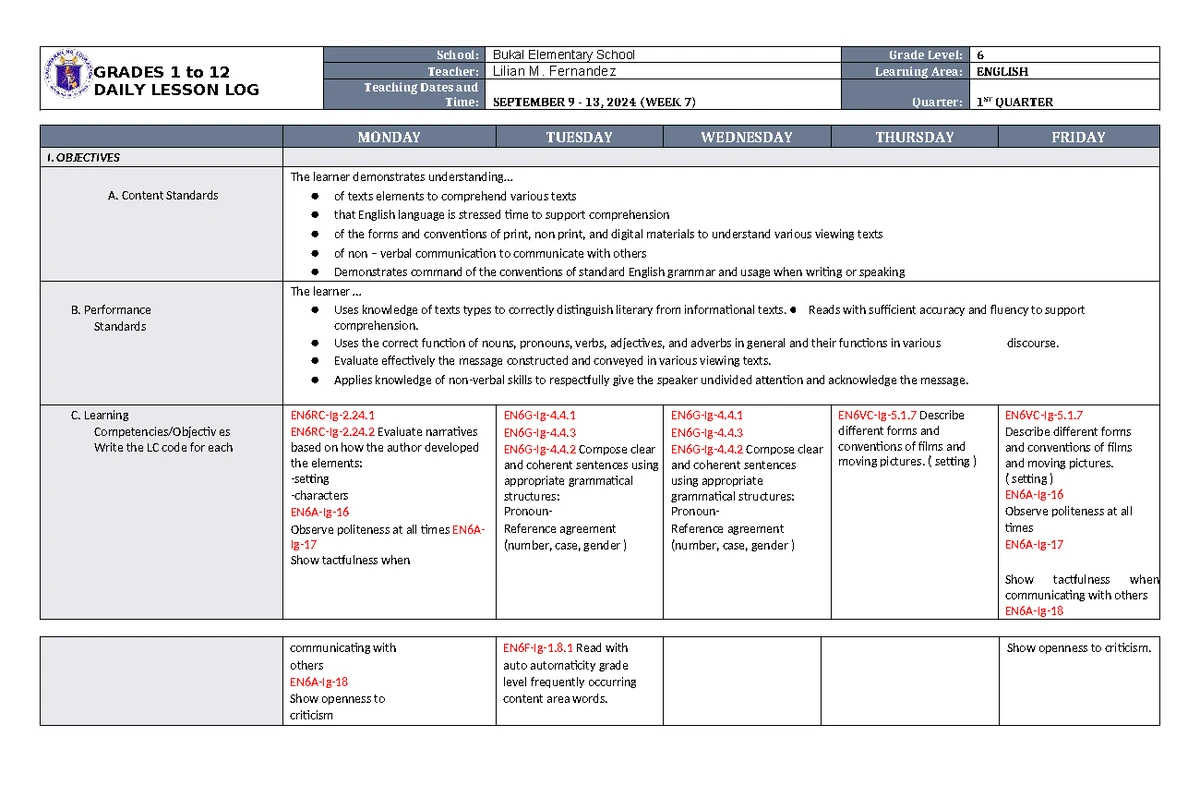 DLL Mathematics 6 Q1 W7 - Dividing Numbers & Decimals Lesson Plan - Studocu