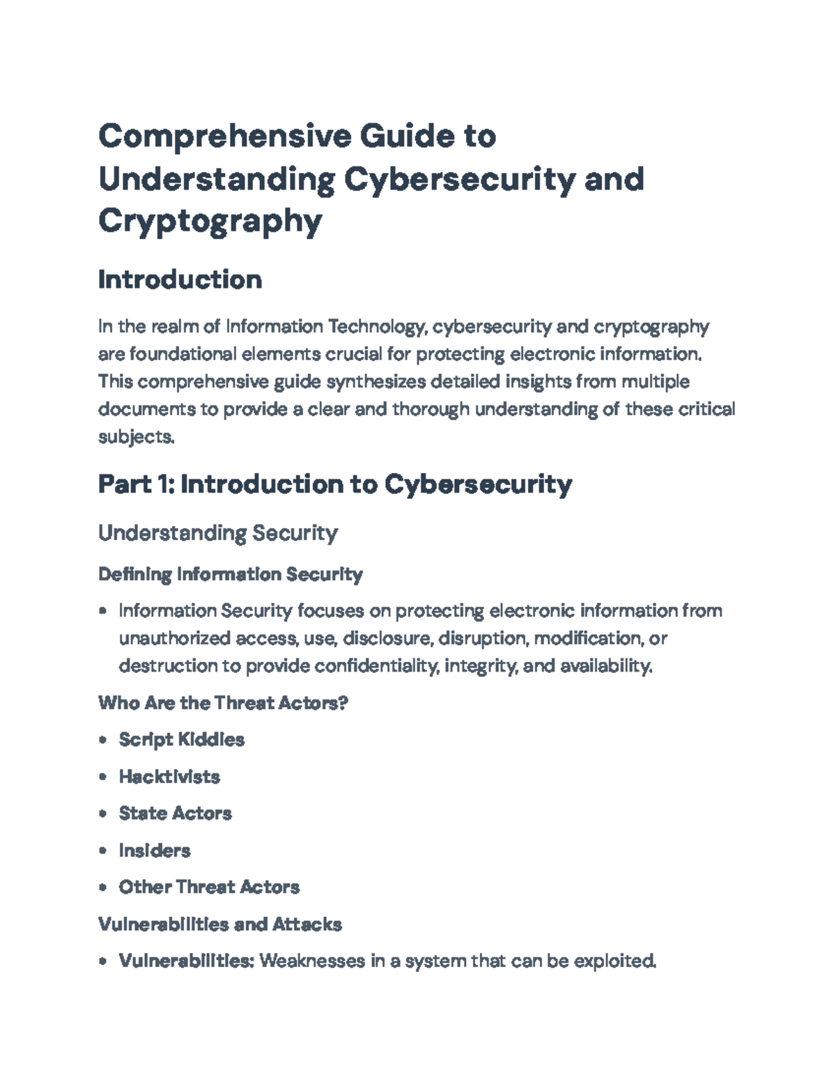 Comprehensive Guide to Cybersecurity and Cryptography (IT101 ...