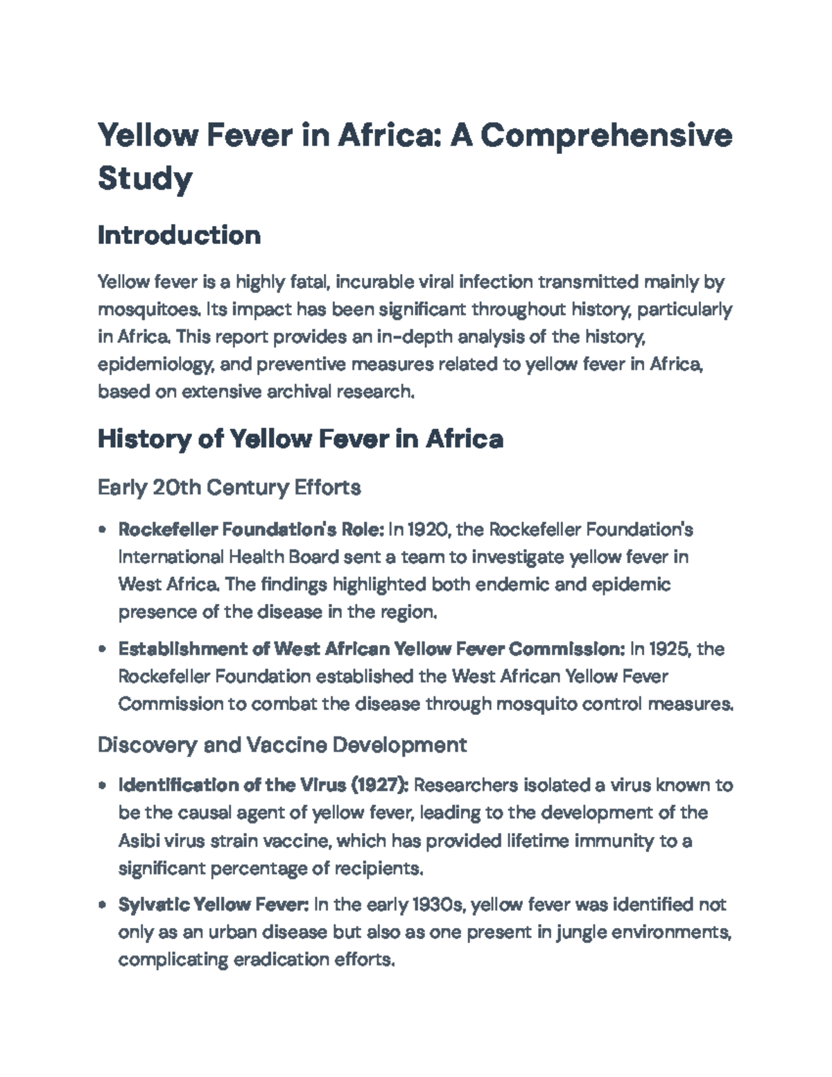 Comprehensive Study on Yellow Fever in Africa: History & Vaccination ...