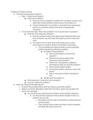[Solved] What are the five basic steps in problem solving discussed - Critical Thinking and ...