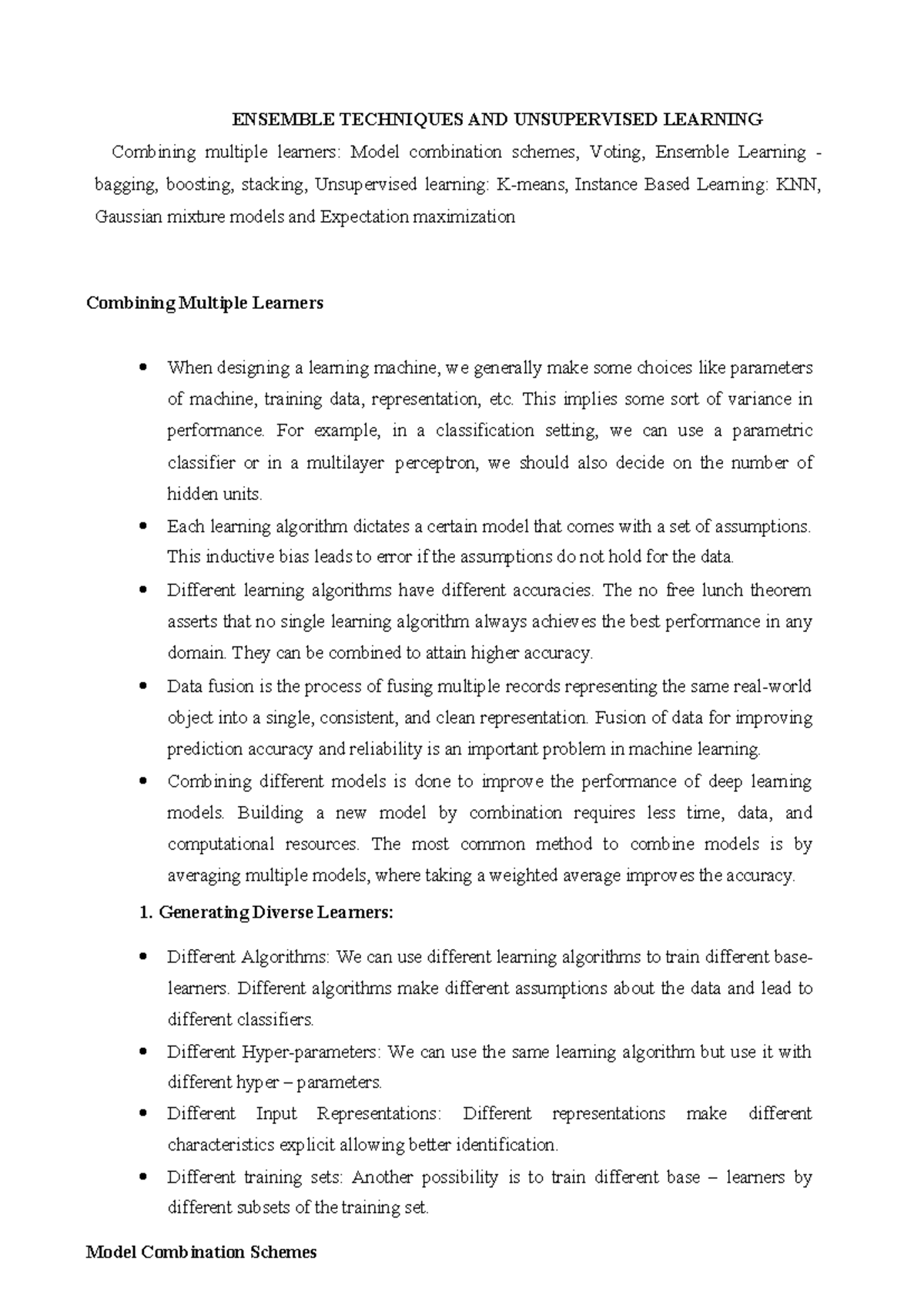 ENSEMBLE TECHNIQUES AND UNSUPERVISED LEARNING: A Comprehensive Overview ...