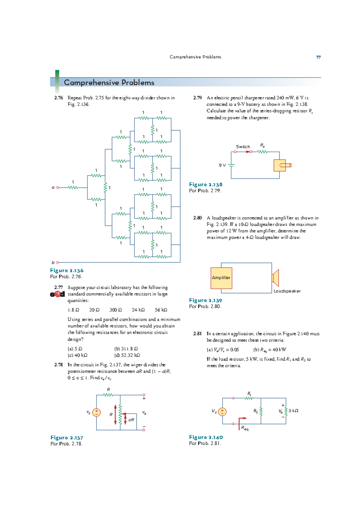 77 Comprehensive Problems in Electric Circuits (Fundamentals 7th Ed ...