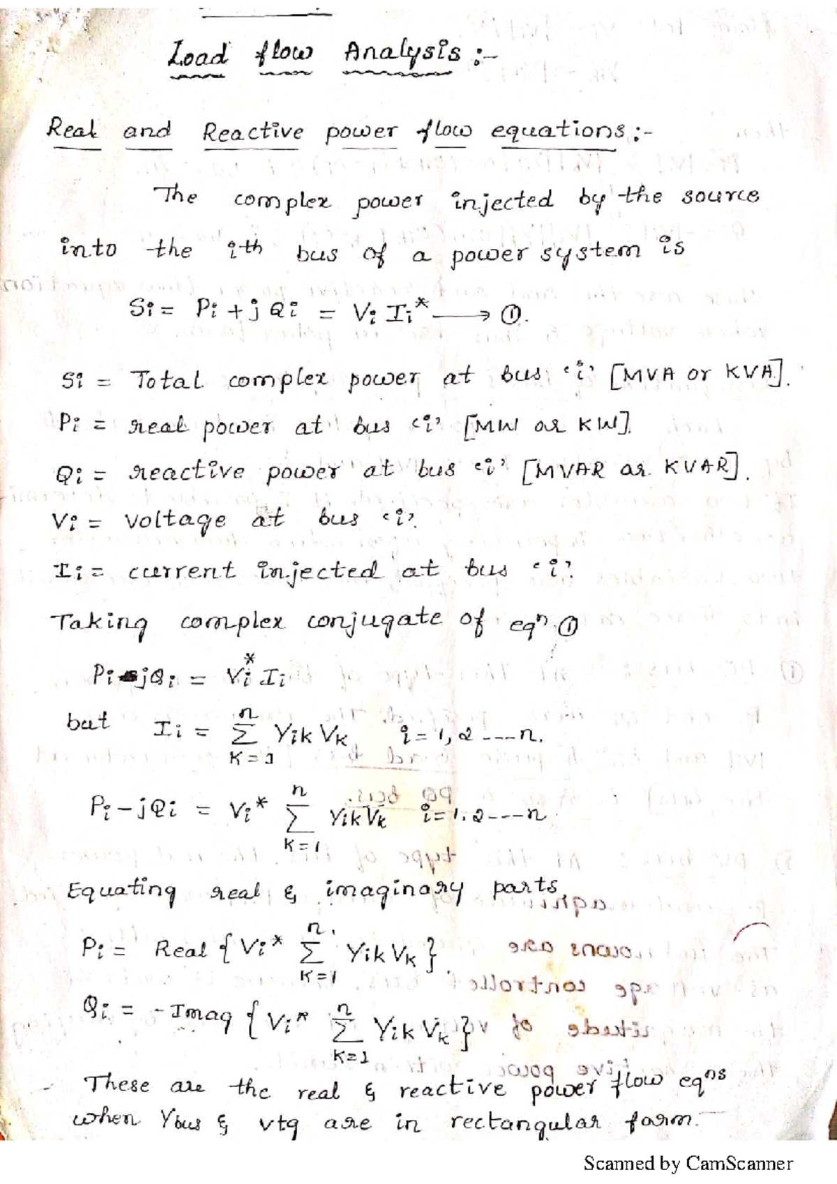 Load Flow Analysis: Real & Reactive Power Flow Equations (Module 2 ...