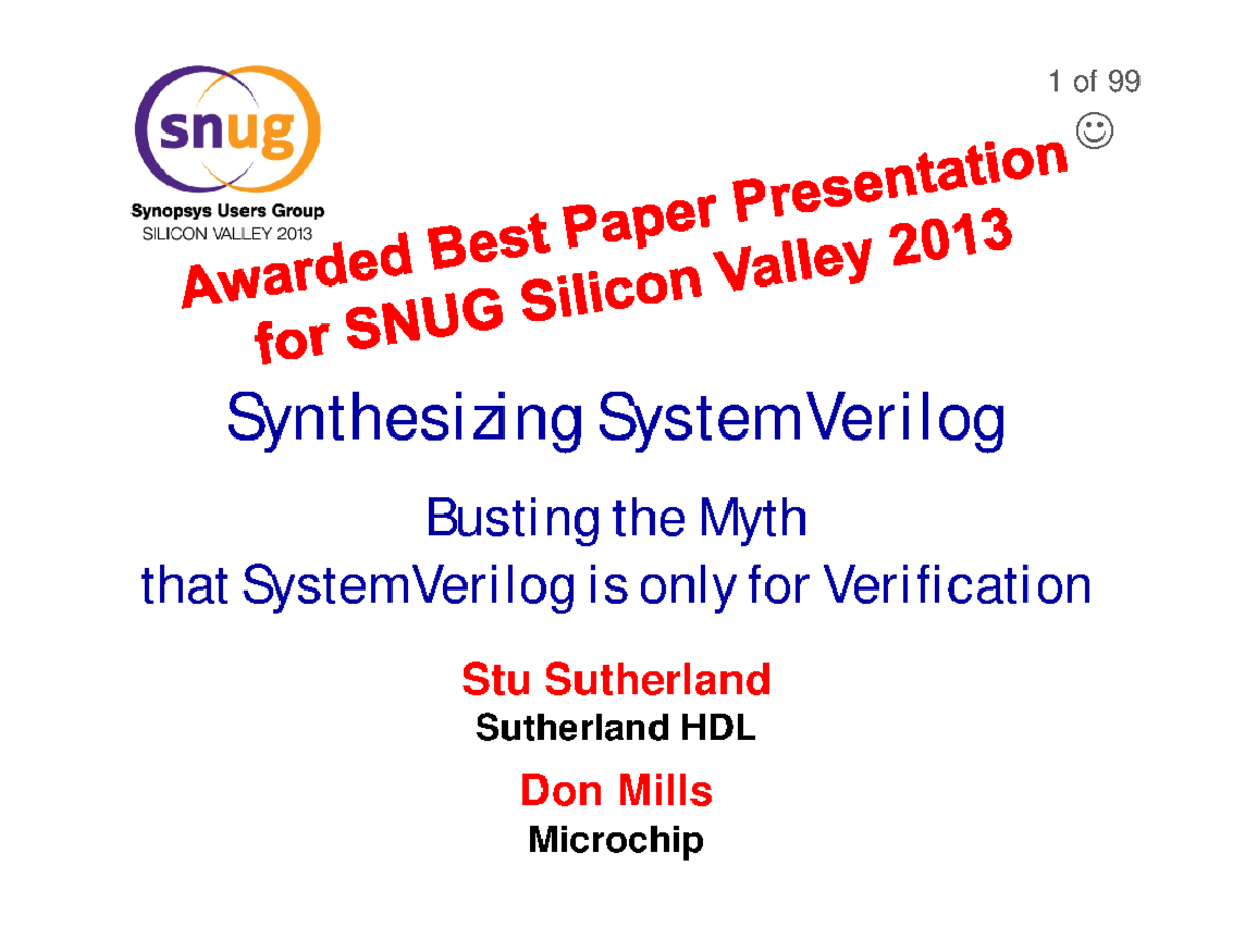 Synthesizing SystemVerilog: Debunking Myths and Key Constructs - Studocu