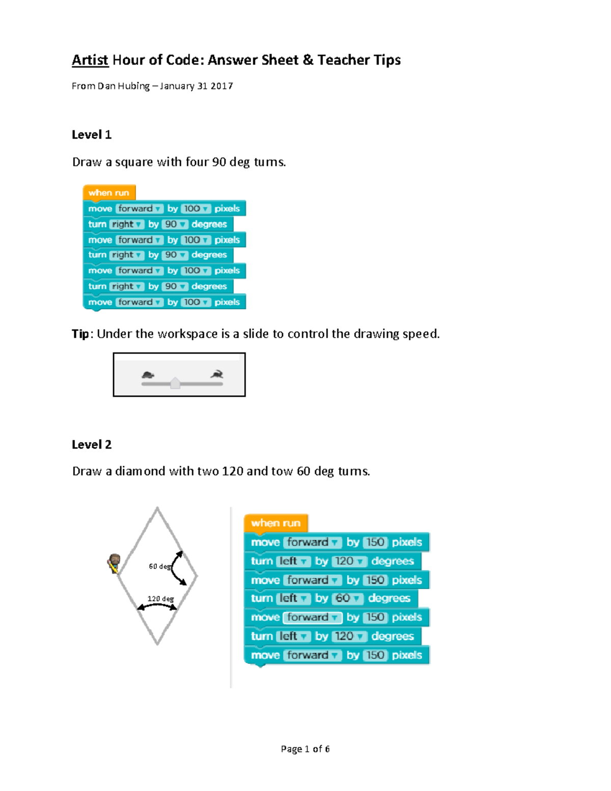 Artist Hour of Code Answer Sheet & Tips - Code.org - Studocu