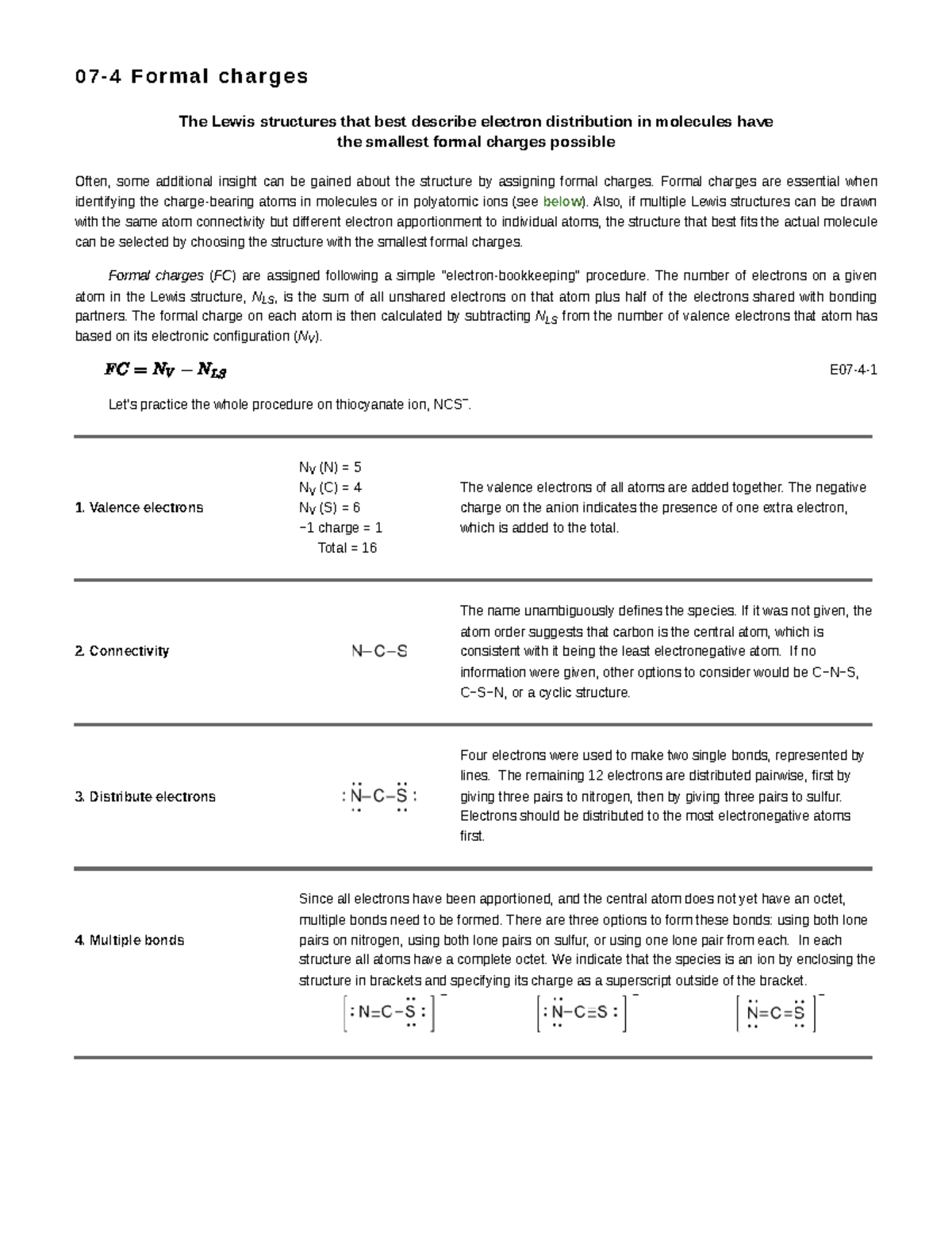 Formal Charges & Lewis Structures in Thiocyanate Ions (CHEM 807) - Studocu