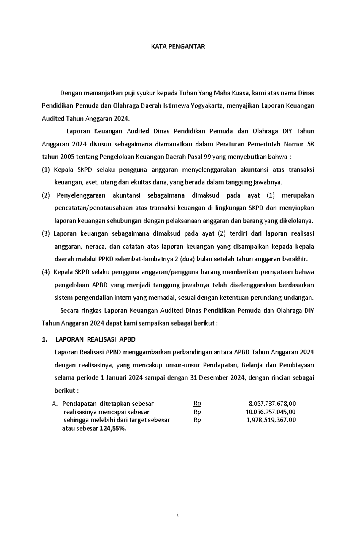 Laporan Keuangan Audited Dinas Pendidikan Pemuda dan Olahraga DIY 2024 ...