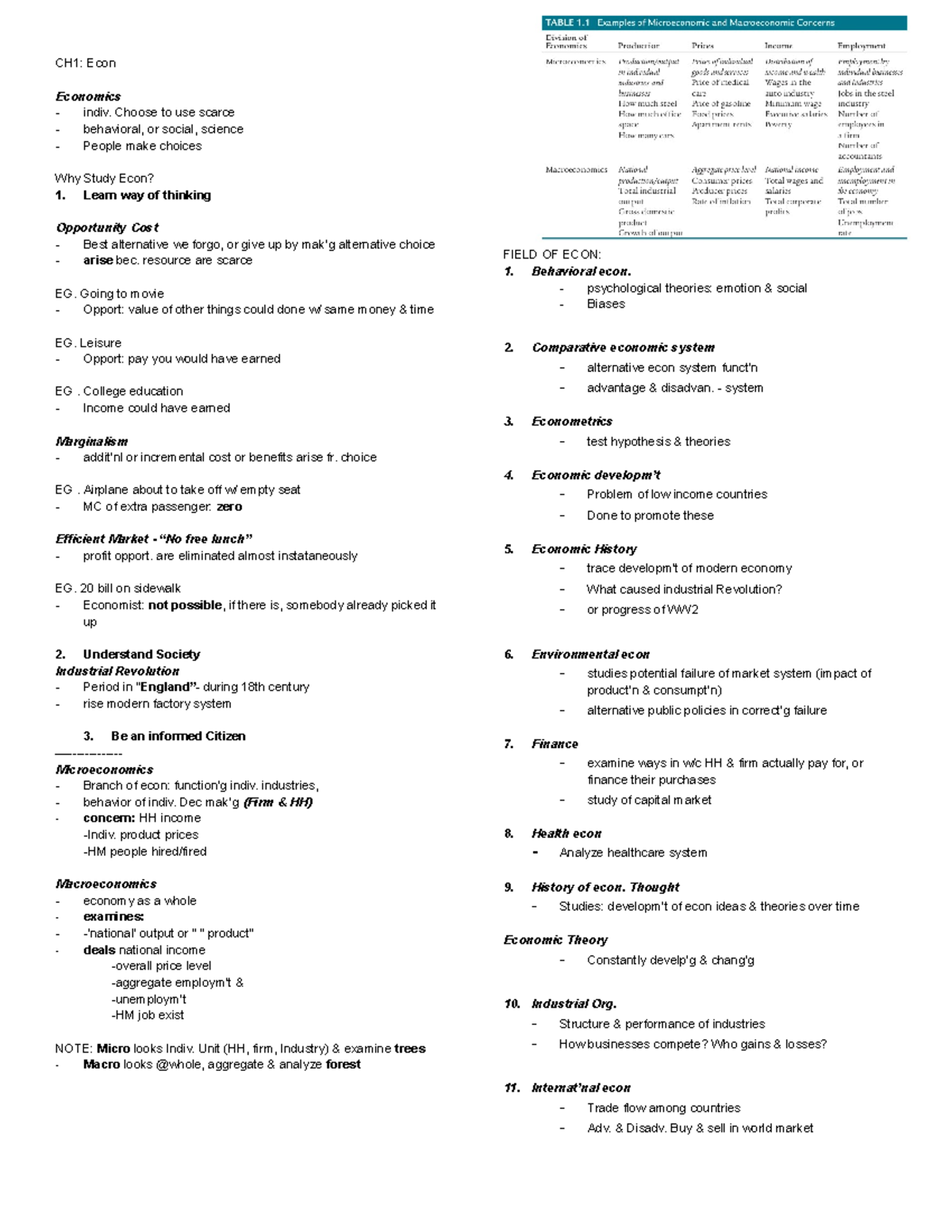 CH1: Economics - Understanding Individual Choices and Scarcity - Studocu