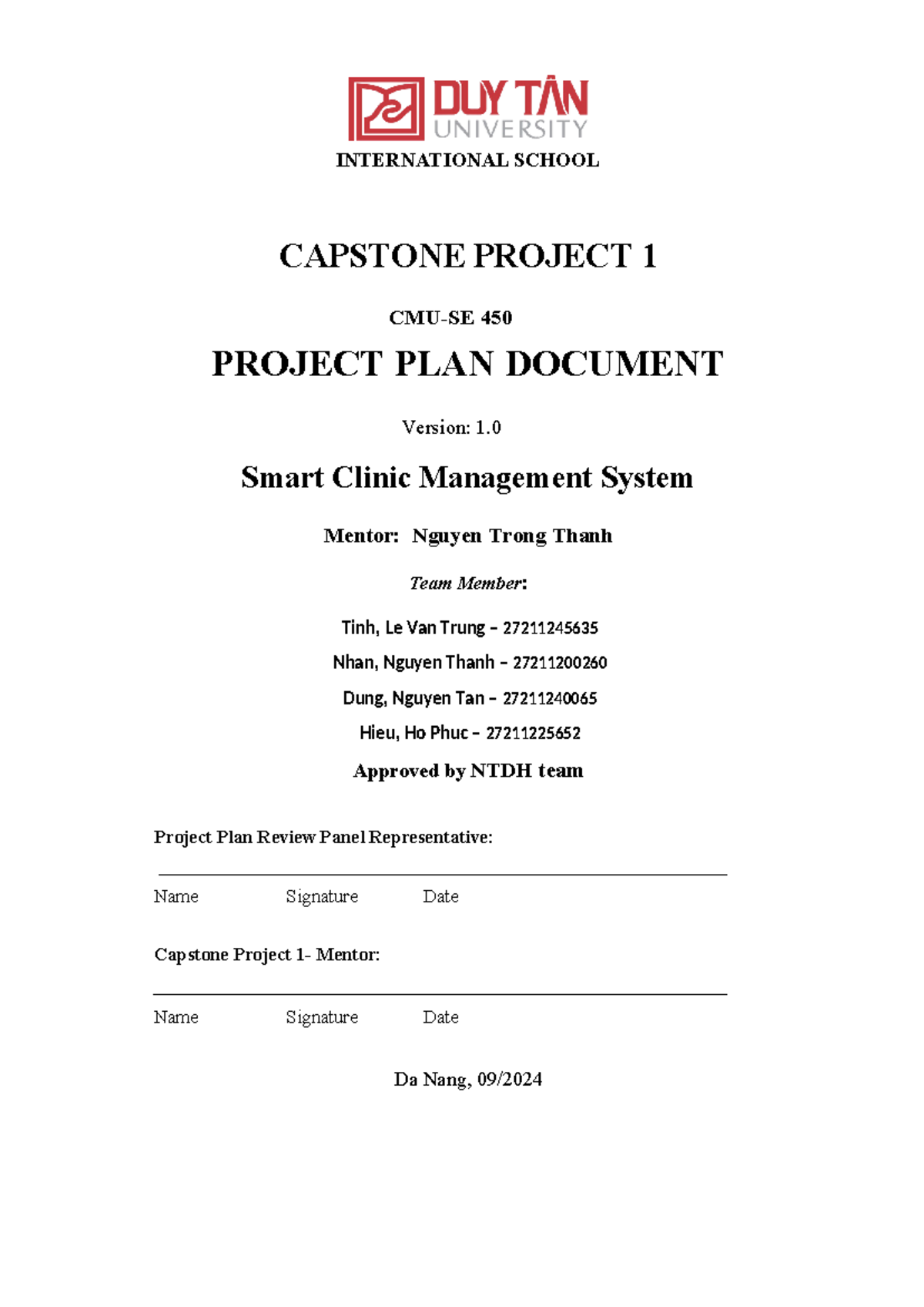 C1SE - Smart Clinic Management System Project Plan Document - Studocu