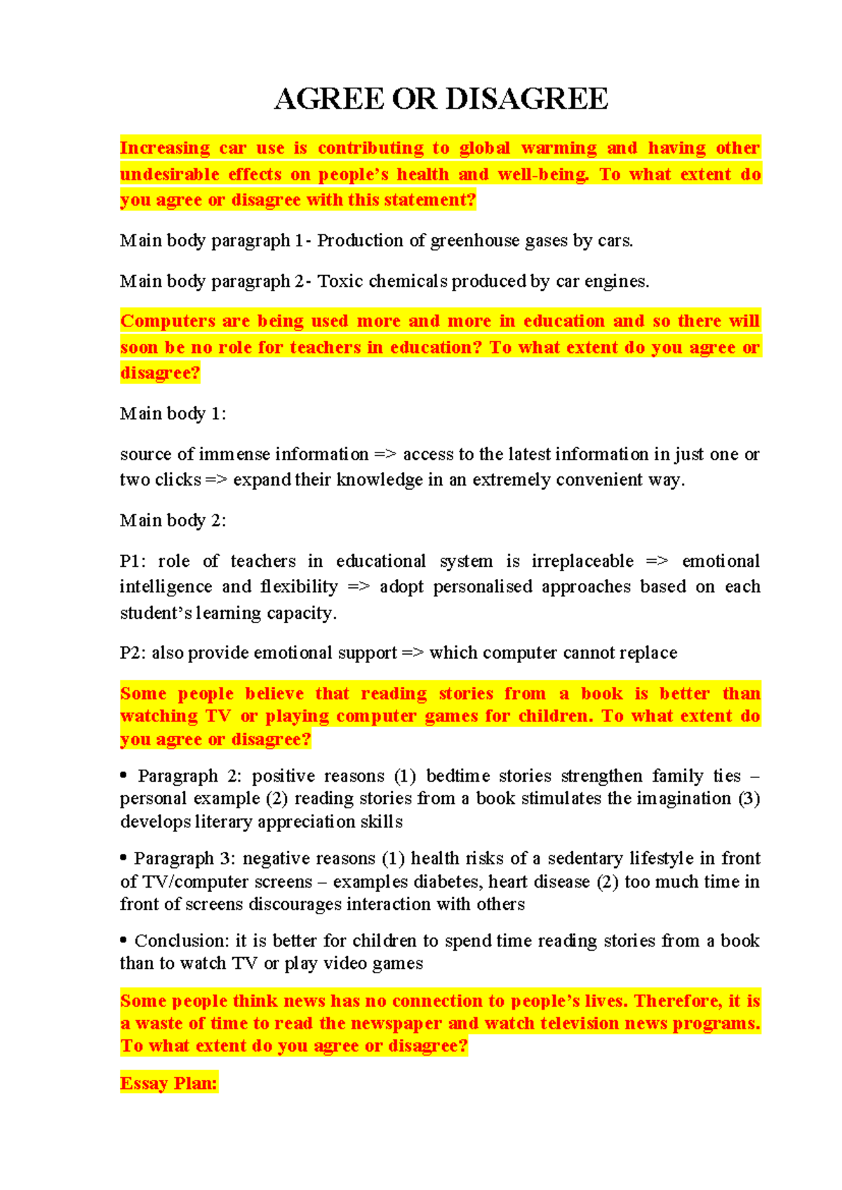 AGREE OR DISAGREE - IELTS Writing Task 2 Essay Guide - Studocu