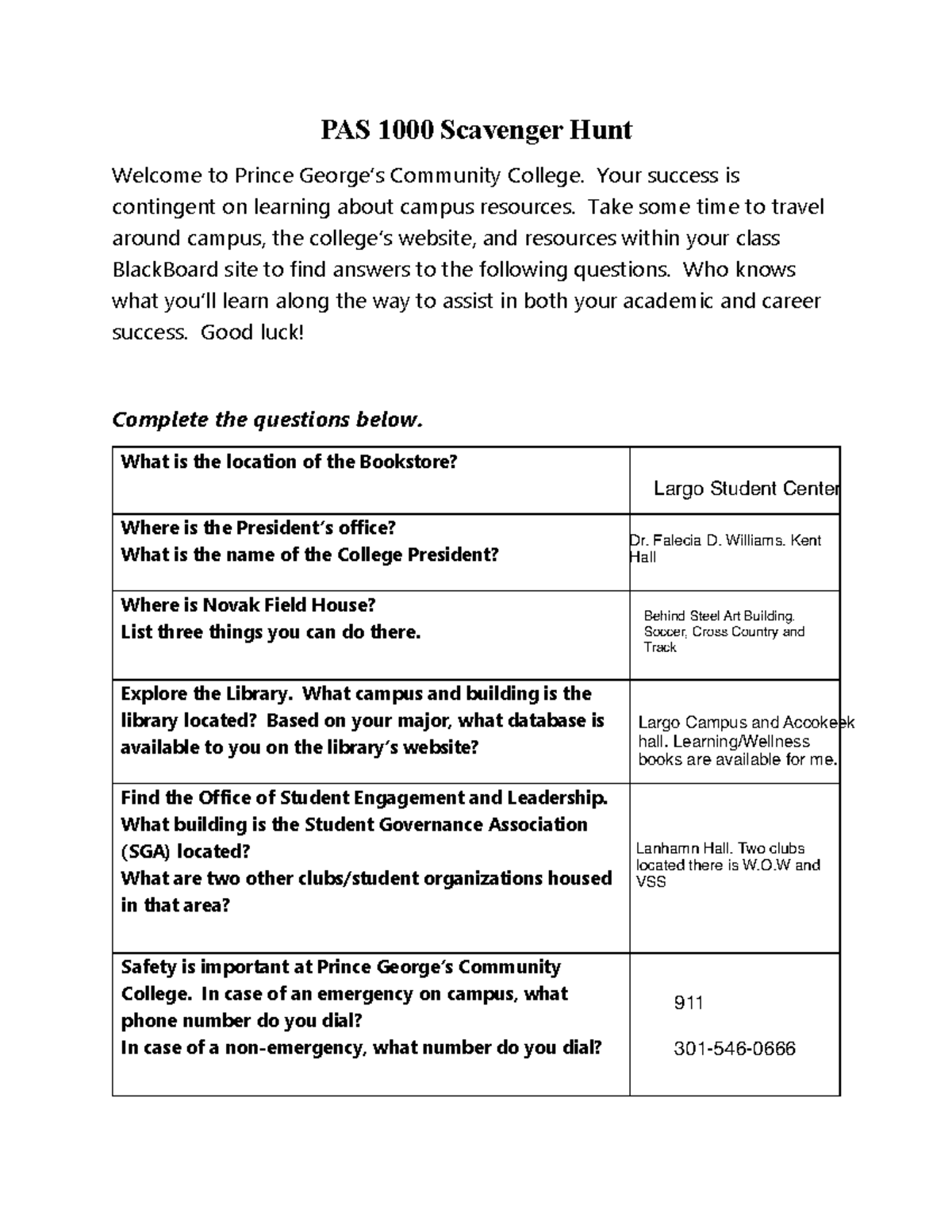 Revisions for PAS 1000 Scavenger Hunt: Campus Resource Exploration ...