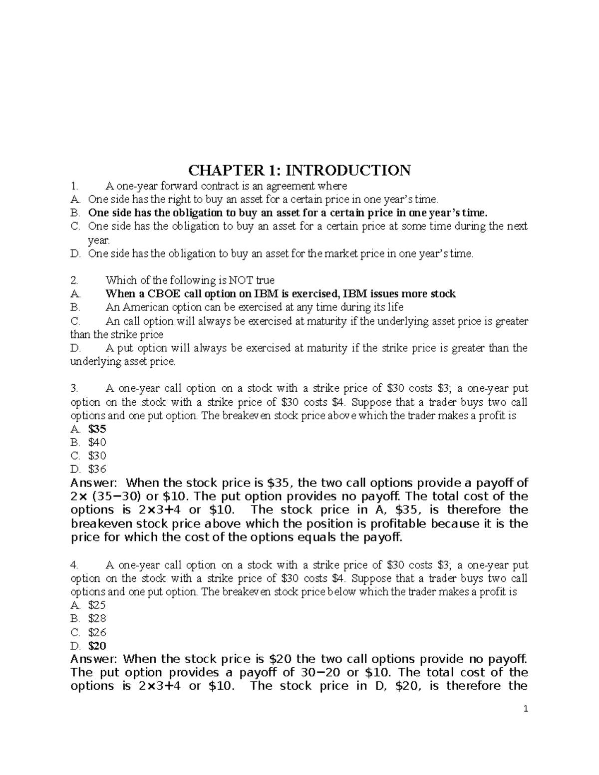 FULL QTRR-2 - test bank - CHAPTER 1: INTRODUCTION 1. A one-year forward ...
