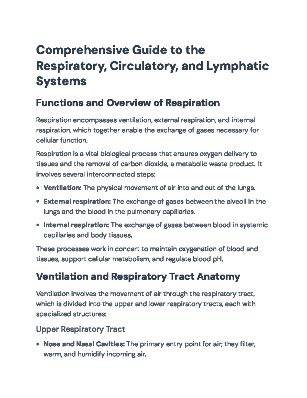 Comprehensive Guide to the Respiratory, Circulatory, & Lymphatic ...