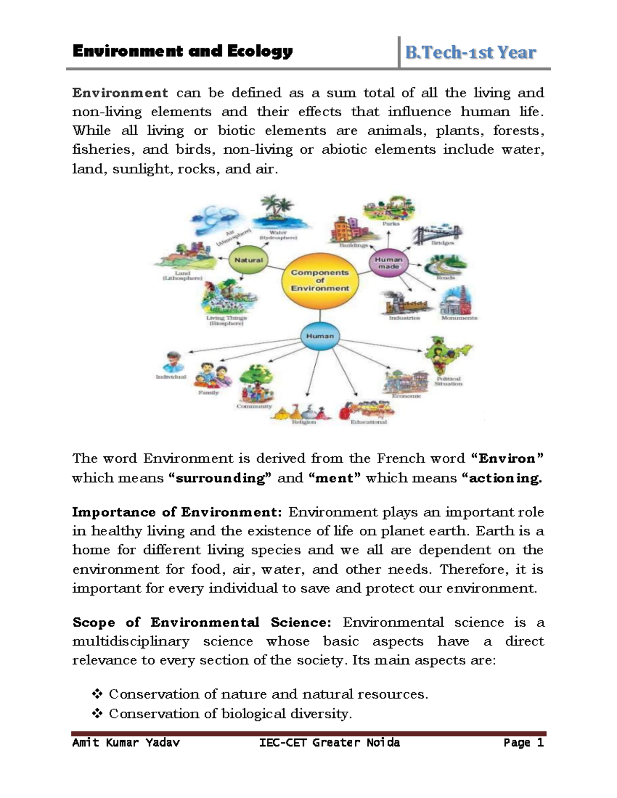 Environment and Ecology Unit 1: Understanding Ecosystems and Their ...