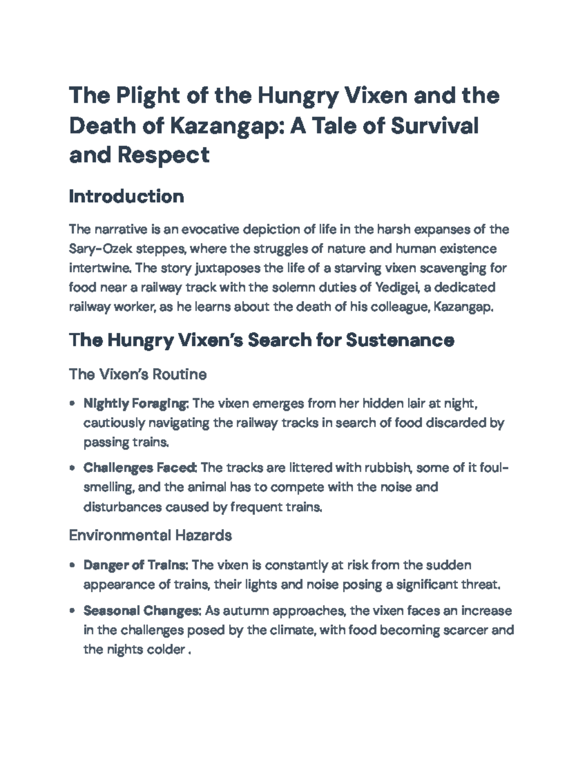 The Plight of the Hungry Vixen and Kazangap's Death: A Survival Tale ...