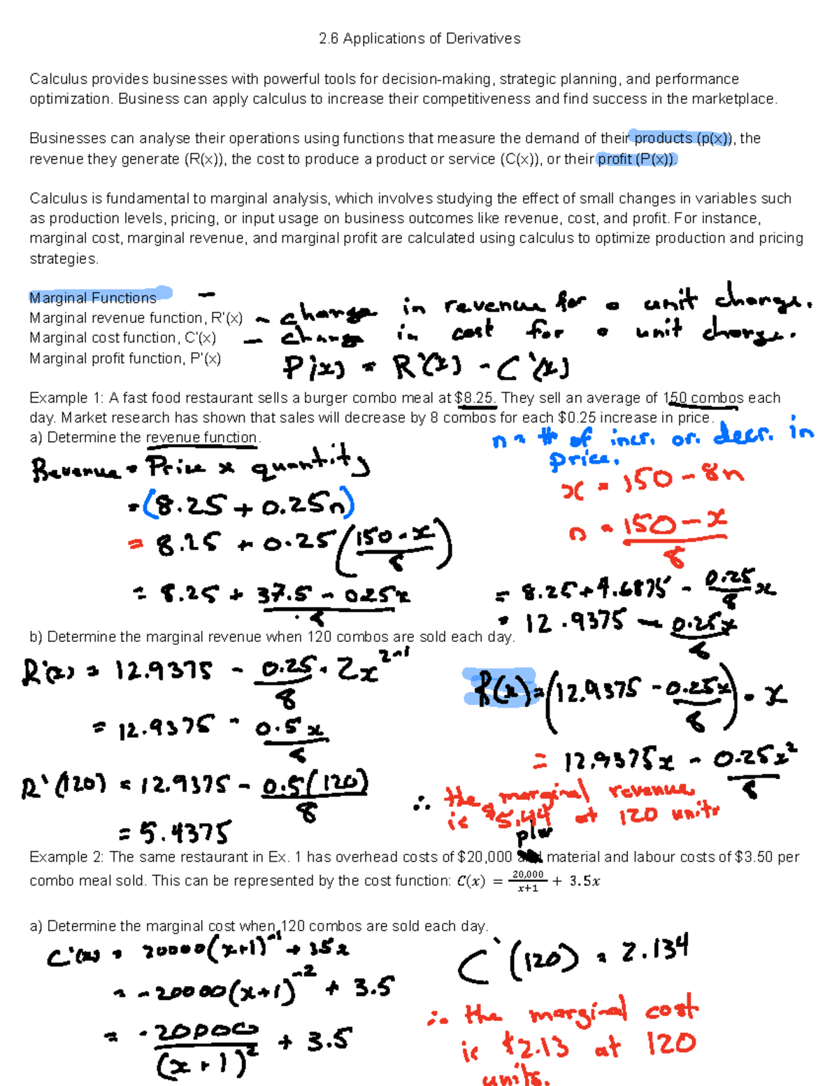 2.6 Applications of Derivatives - 6 Applications of Derivatives ...