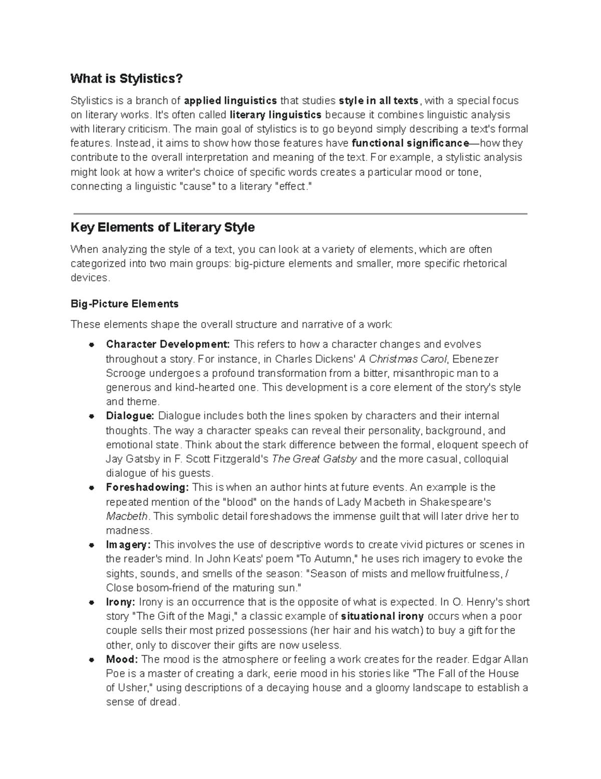 Stylistics Overview: Key Elements and Subdisciplines - Studocu