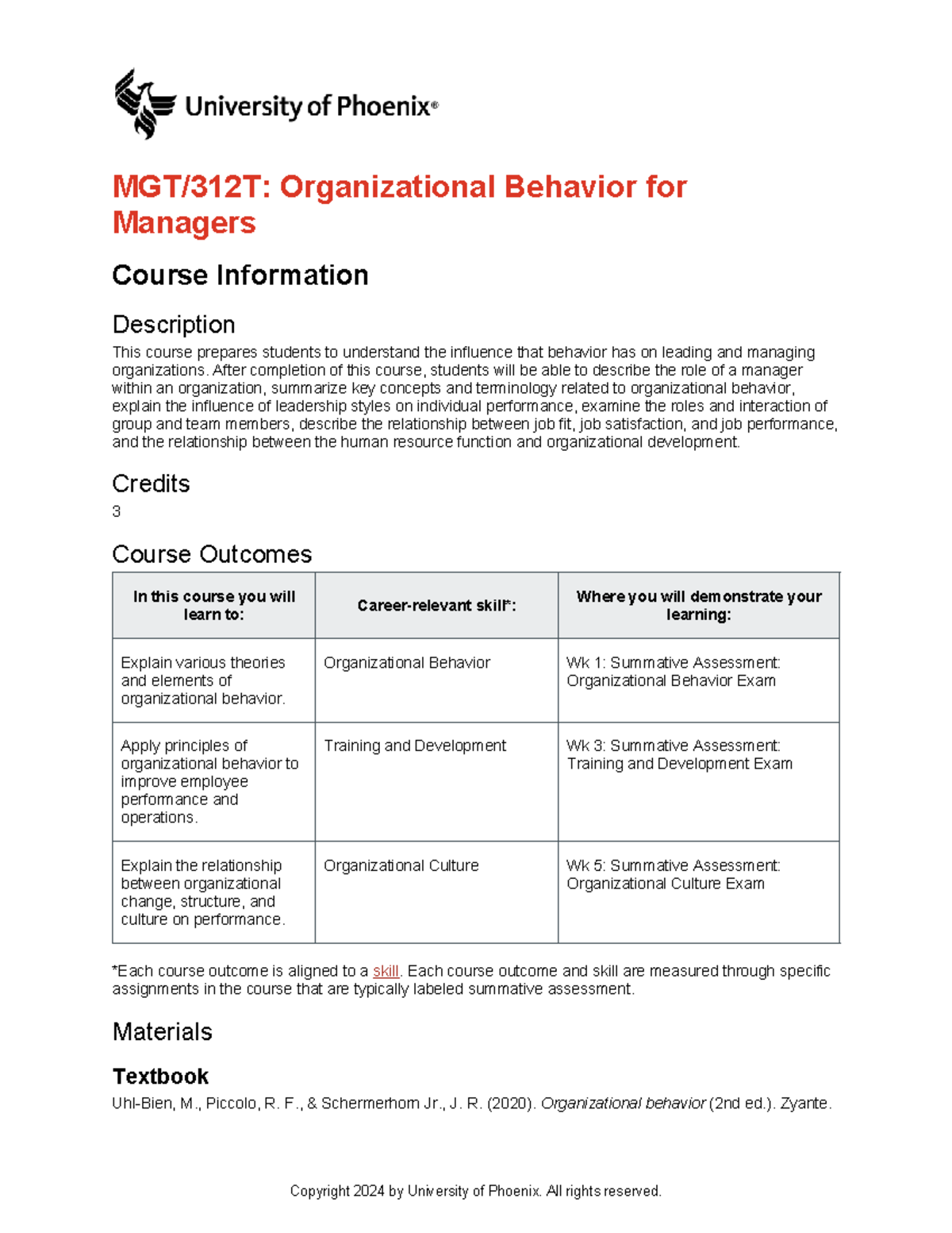 MGT312T: Organizational Behavior Course Syllabus and Overview - Studocu