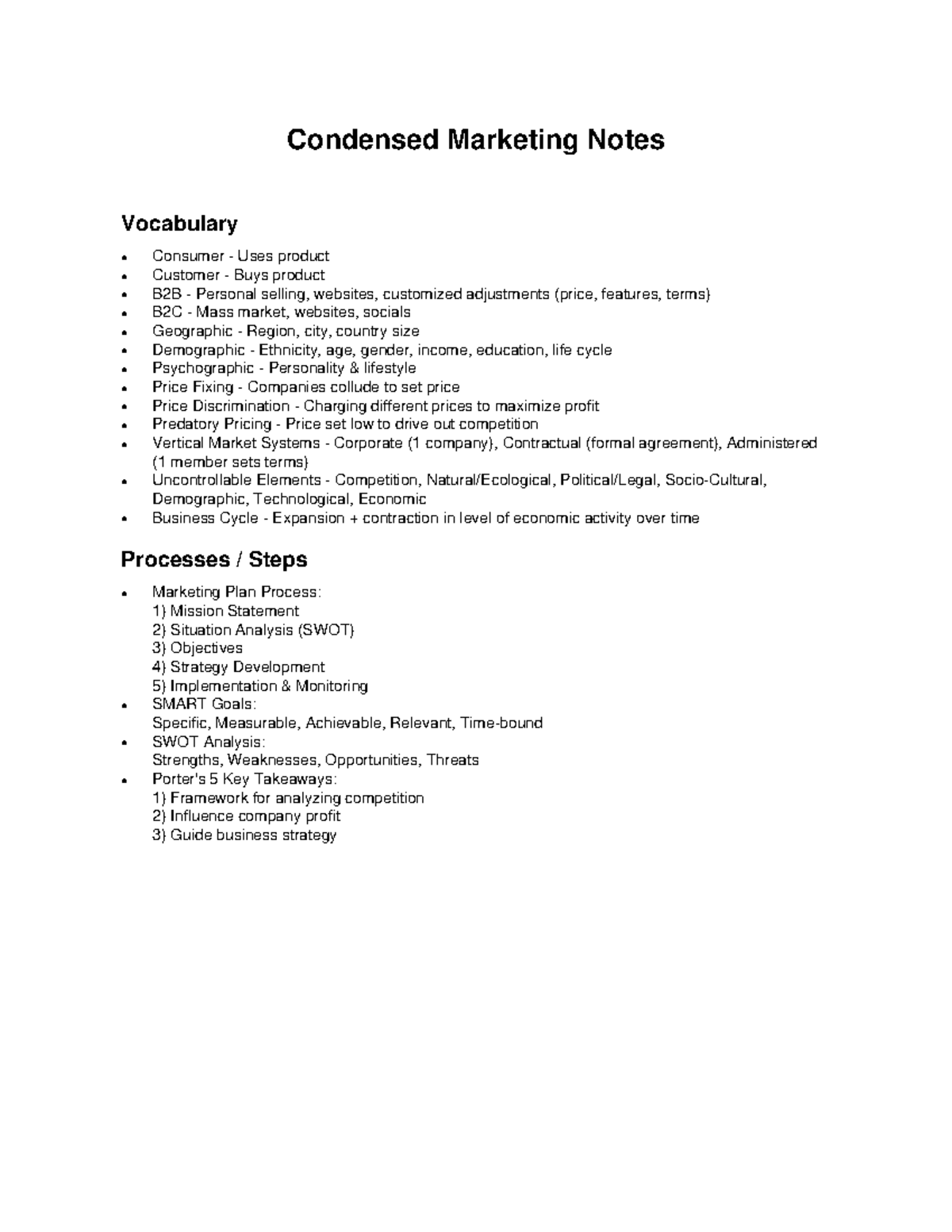 Condensed Marketing Notes: Key Concepts & Strategies for Success - Studocu