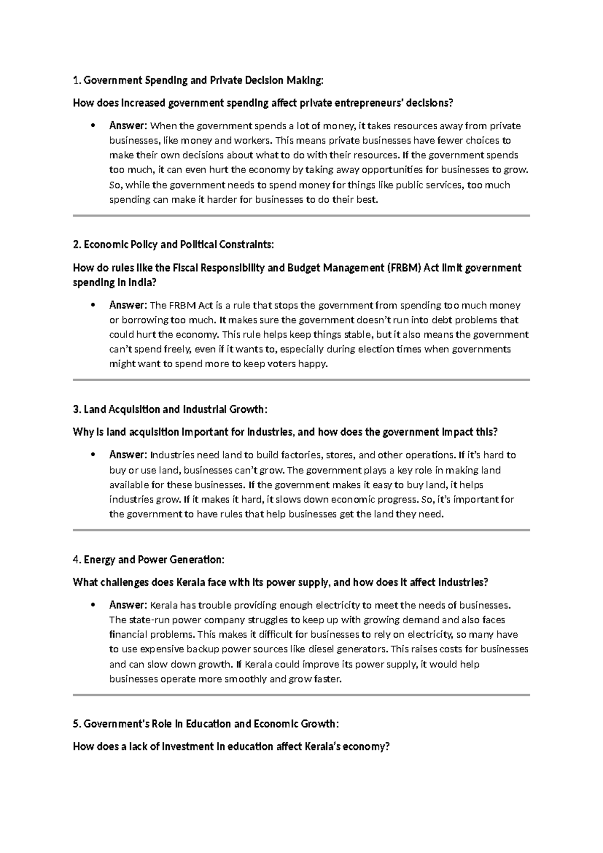 Economics Notes for exam - 1. Government Spending and Private Decision ...