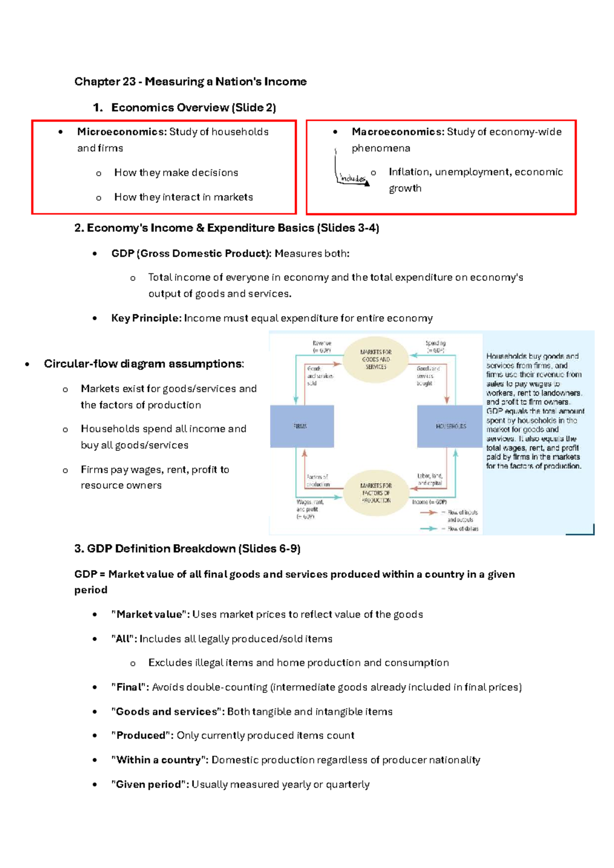 Chapter 23 - Measuring National Income Notes (ECO 101) - Studocu