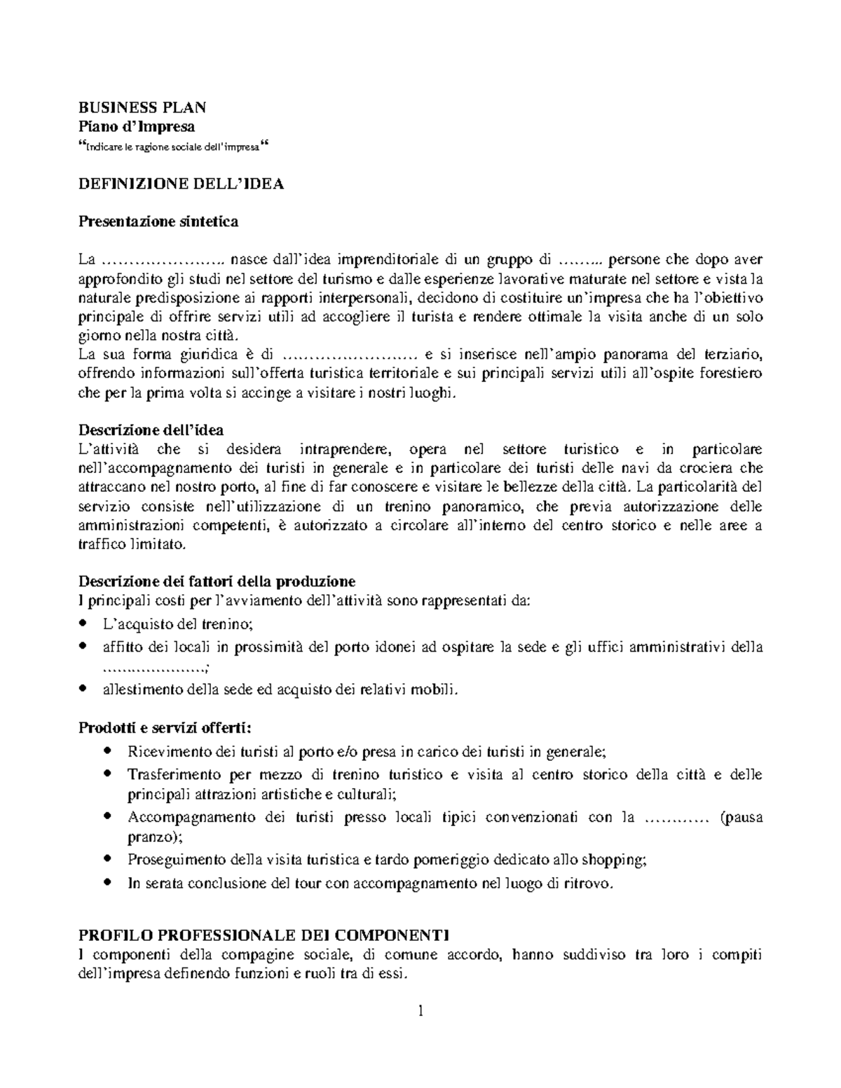 Modello Business PLAN - edwe - BUSINESS PLAN Piano d’Impresa “Indicare ...