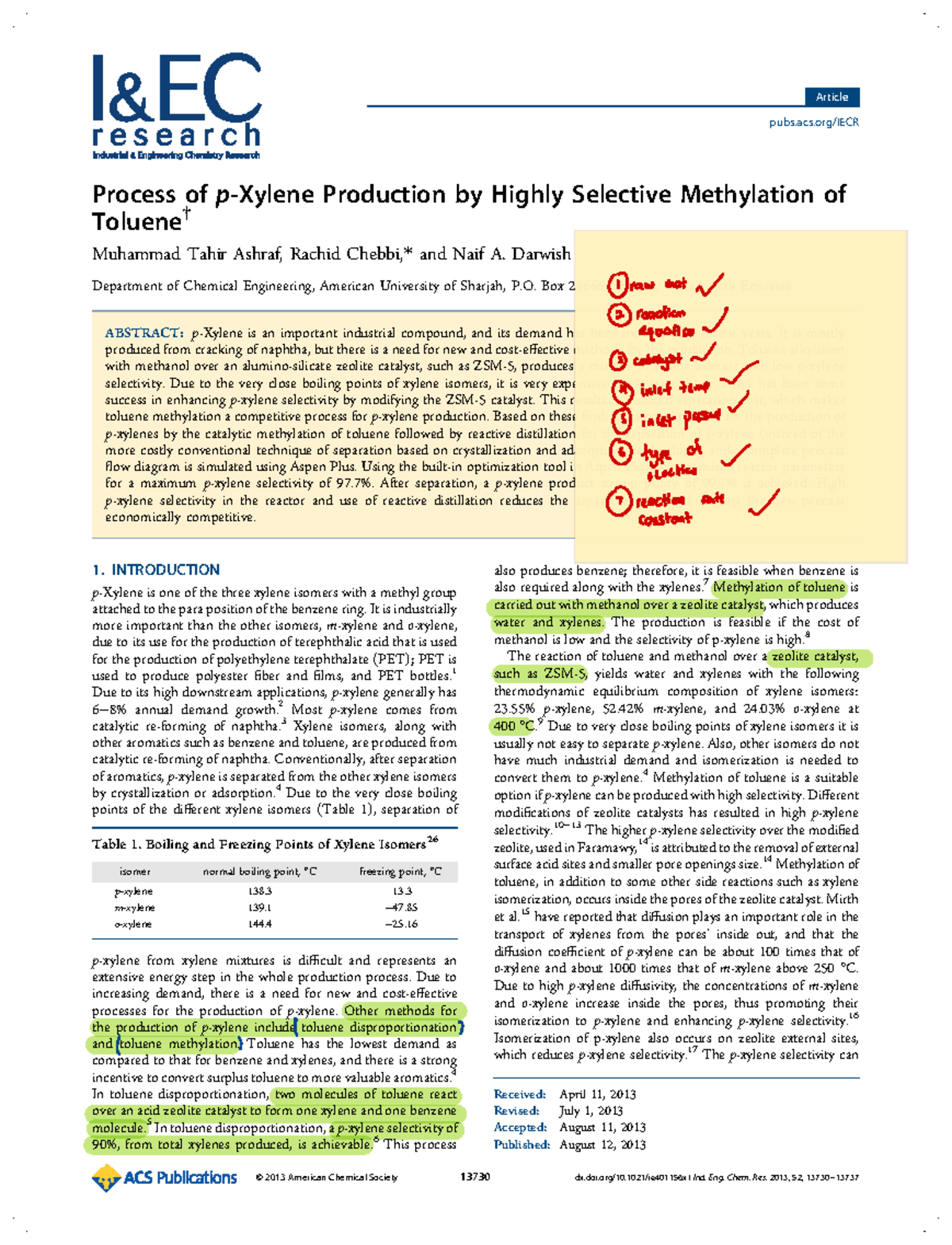 Process of p‑Xylene Production by Highly Selective Methylation of ...