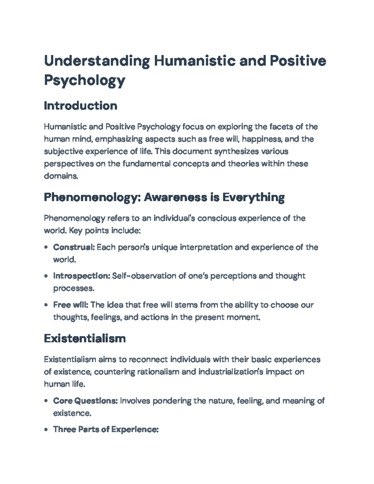 Understanding Humanistic and Positive Psychology: Key Concepts ...