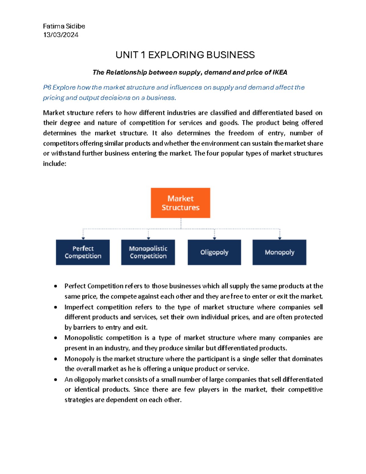 P6 Business Unit 1: Supply, Demand, and Market Structure Insights - Studocu