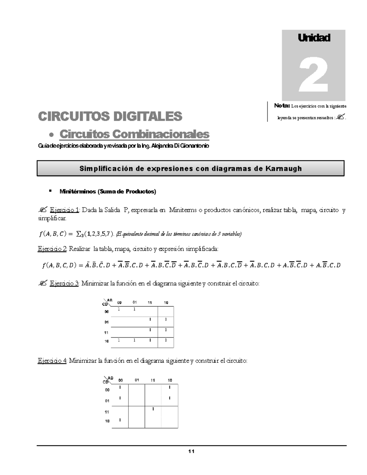 Unidad 2: Ejercicios Resueltos de Circuitos Combinacionales 2019 - Studocu