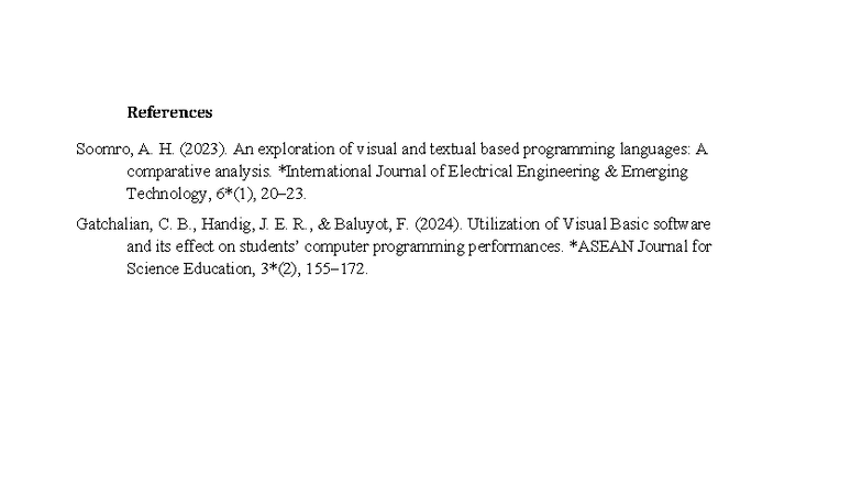 APA References Example - Information technology - References Soomro, A ...