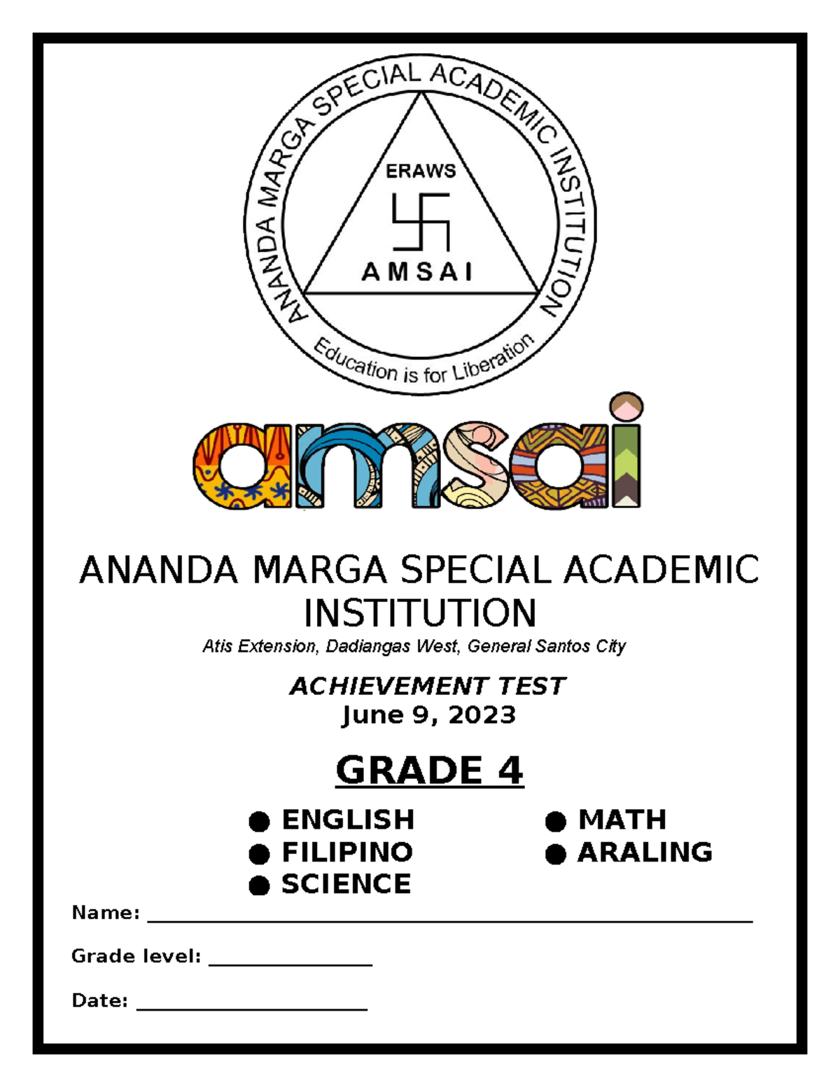 Grade 4 Achievement Test Review (English, Math, Science) - Studocu