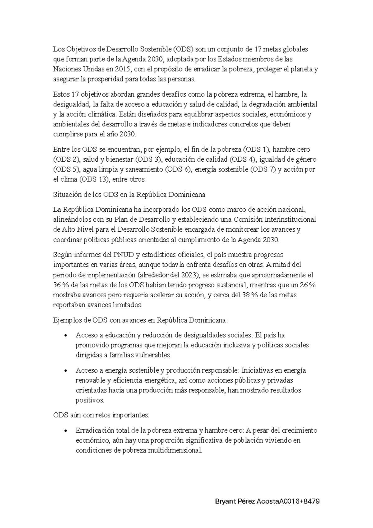 ODS y su Progreso en la República Dominicana: Informe 2023 - Studocu