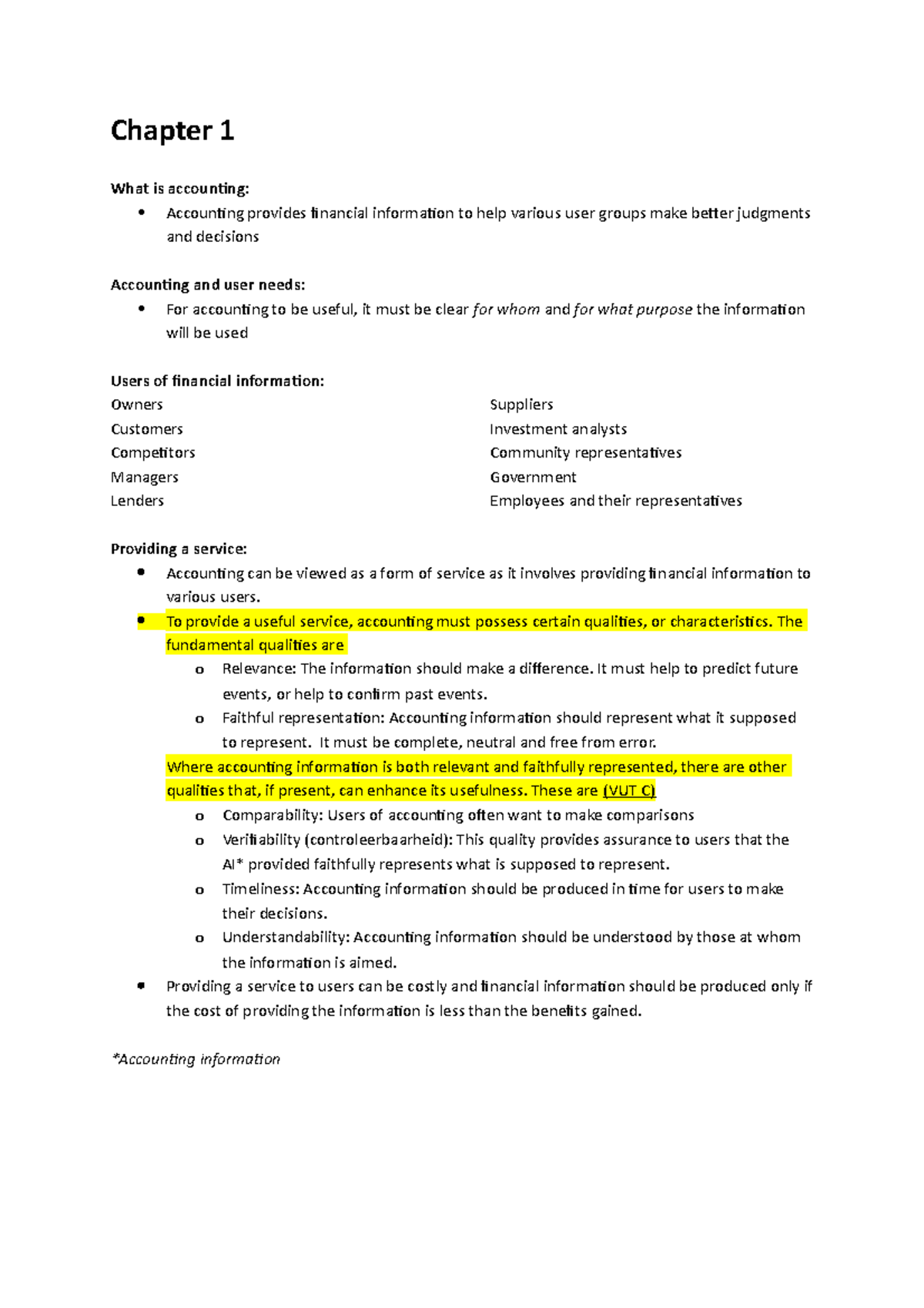 Summary of Accounting Principles: Chapters 1-15 Overview - Studeersnel