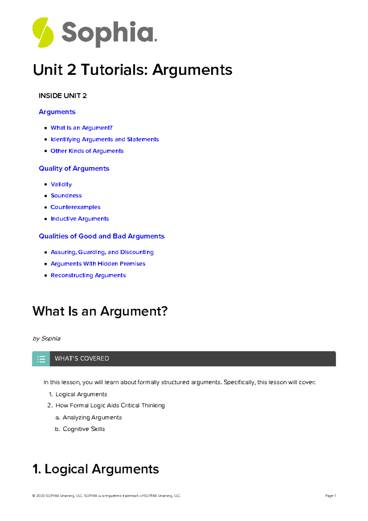 Unit 2 tutorials arguments - Unit 2 Tutorials: Arguments INSIDE UNIT 2 ...