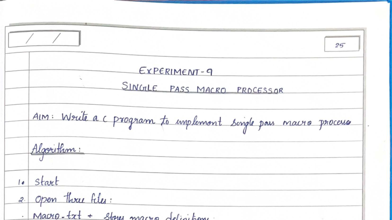 C Program for Single Pass Macro Processor & Absolute Loader - Studocu