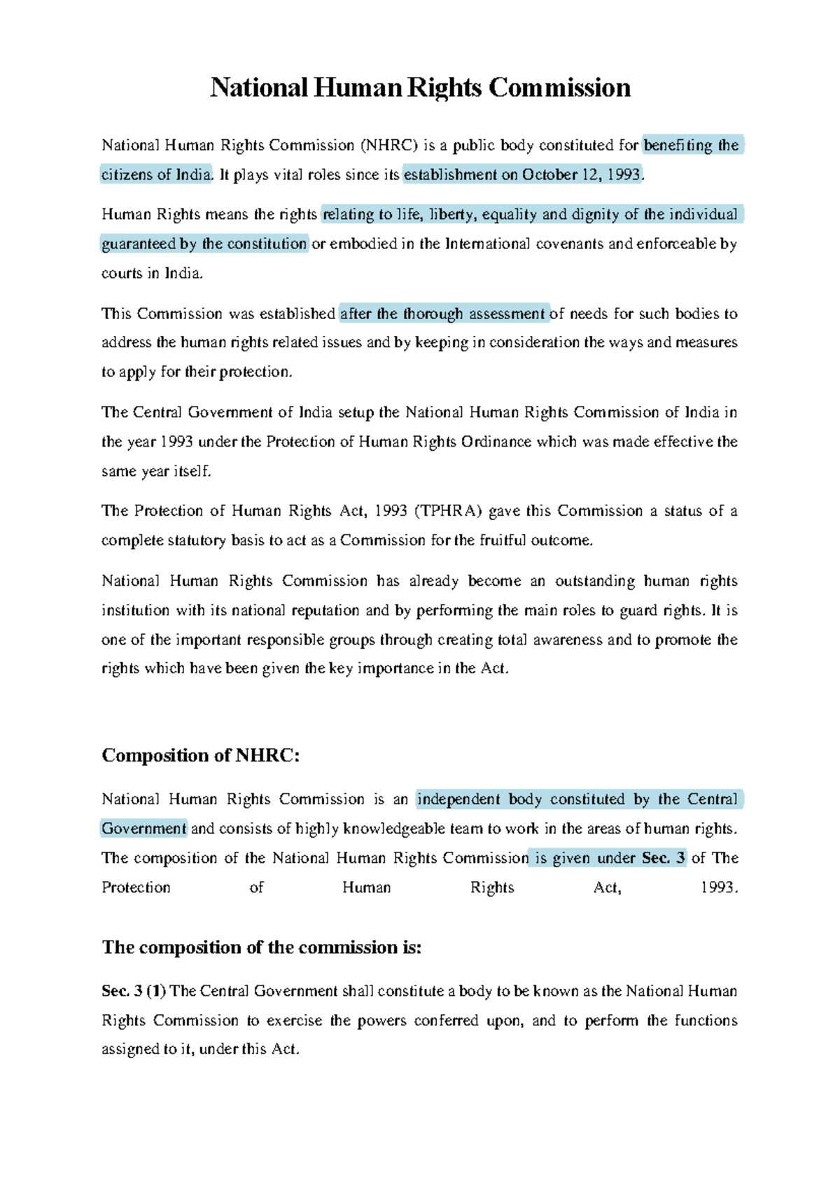 NHRC and SHRC: Structure and Functions Overview (2023) - Studocu
