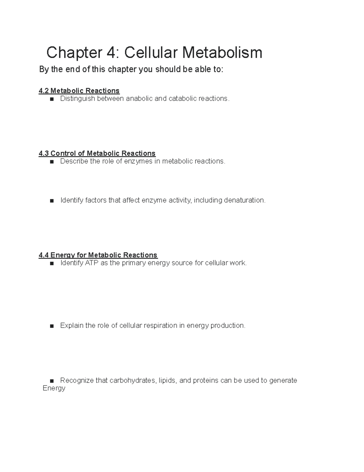 Chapter 4: Cellular Metabolism and Energy Production - Studocu